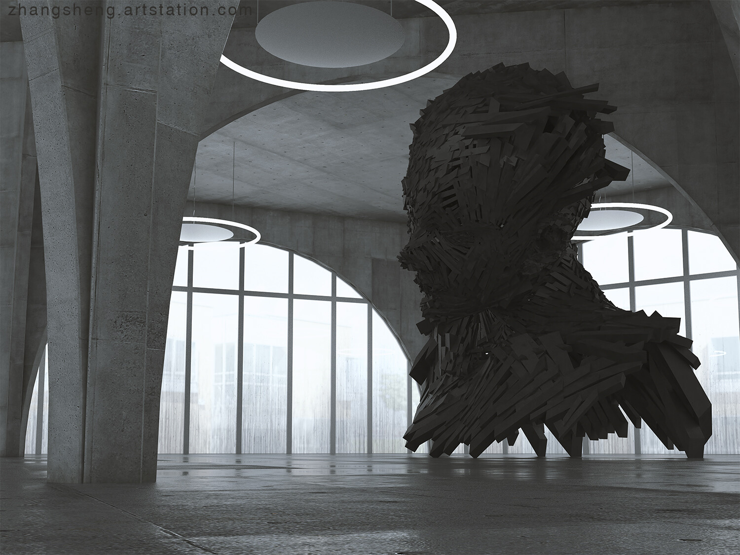 ArtStation - Sculpture -A Nameless Contemplator（雕塑-无名的沉思者）