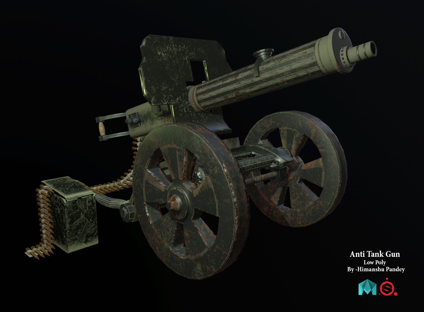 ArtStation - Anti tank gun low poly modeling and texturing.... Maya ...