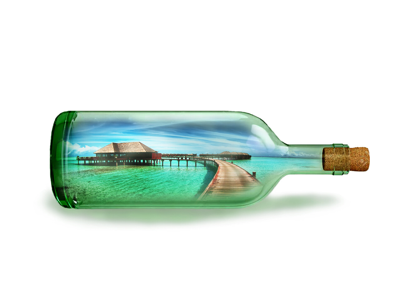 ArtStation - Island manipulation inside the bottle