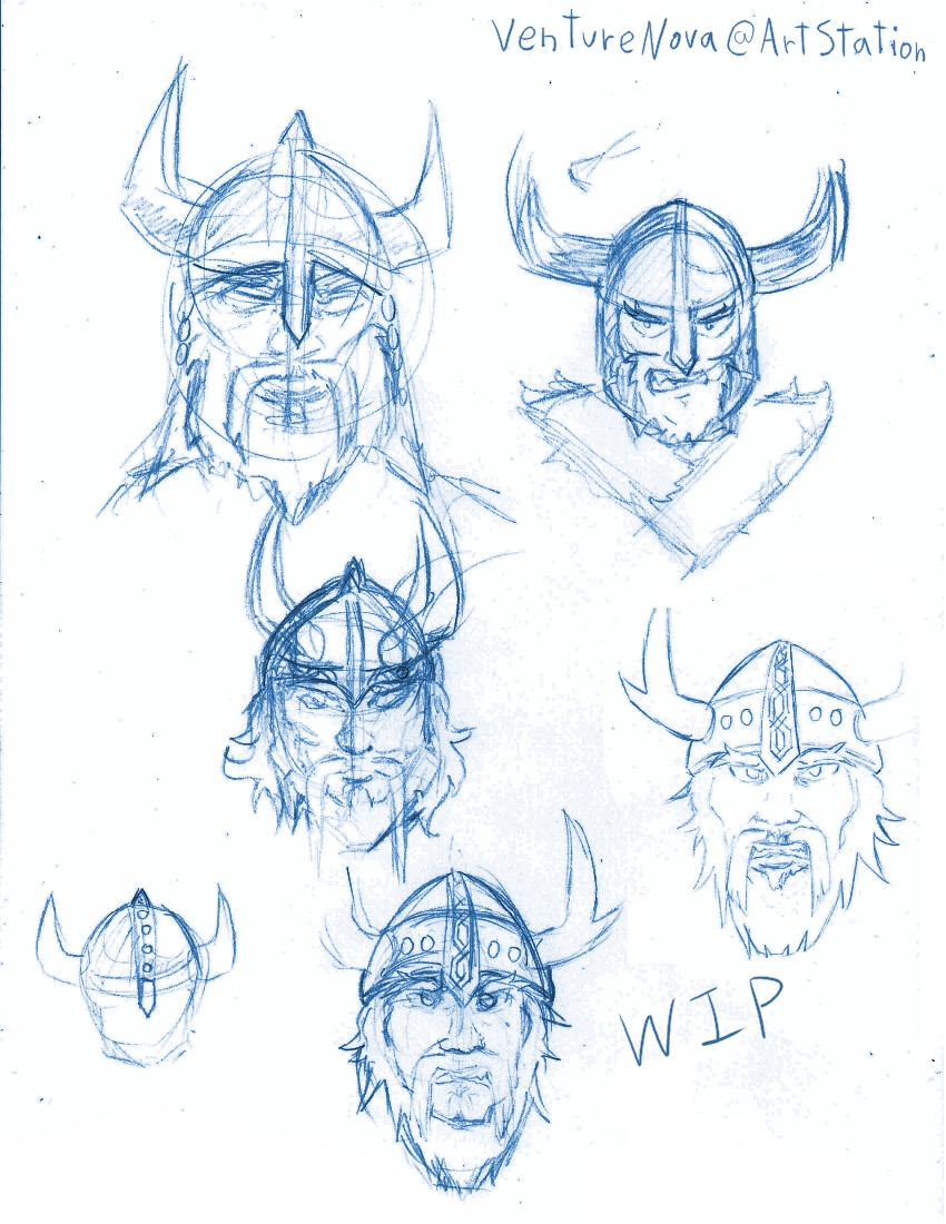 how to draw a viking face