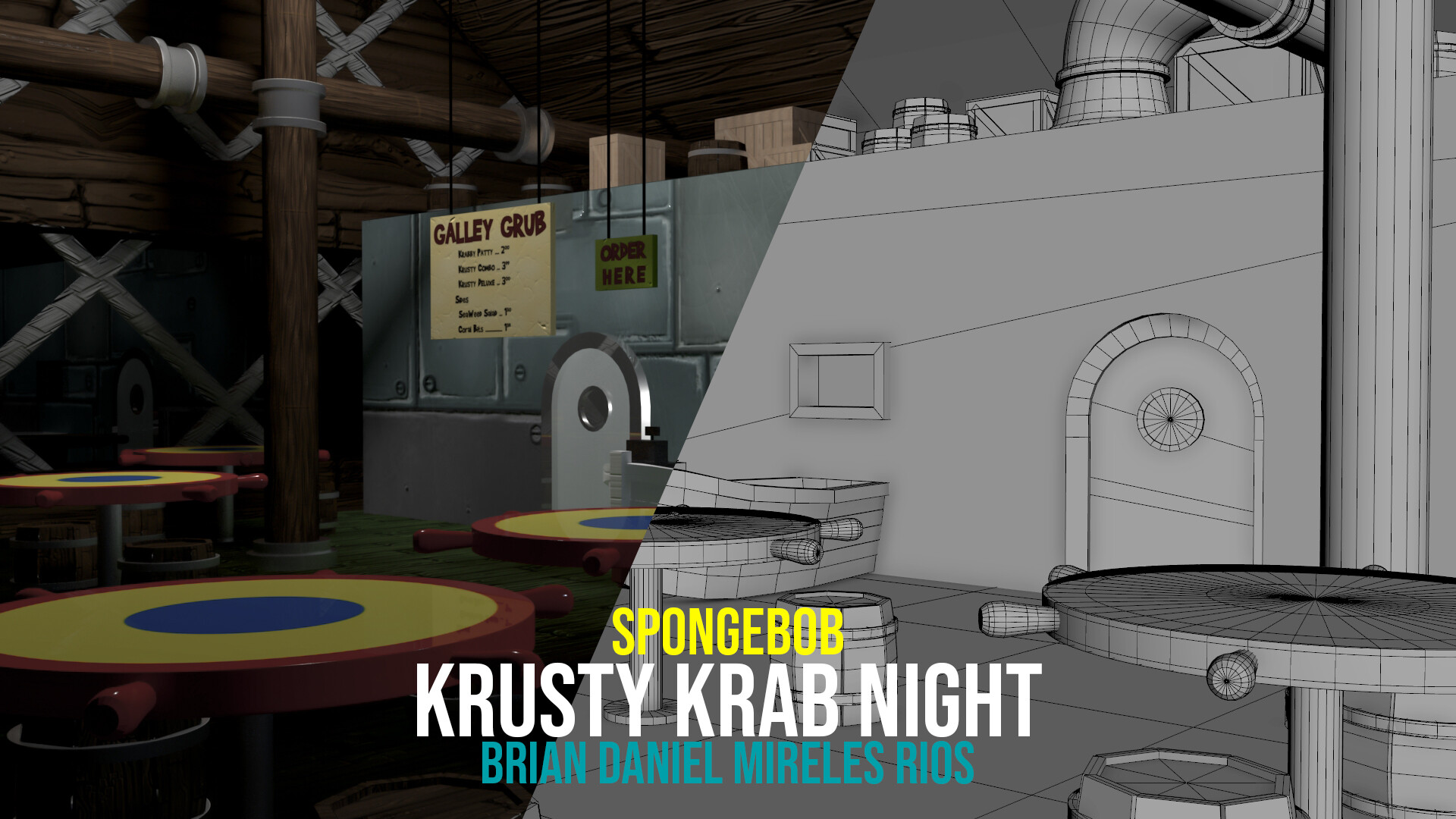 ArtStation - Evidencia 6 - Interior Noche Render Passes - Daniel Mireles