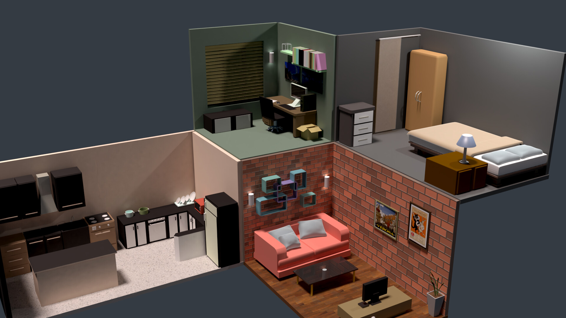 ArtStation - low poly room house