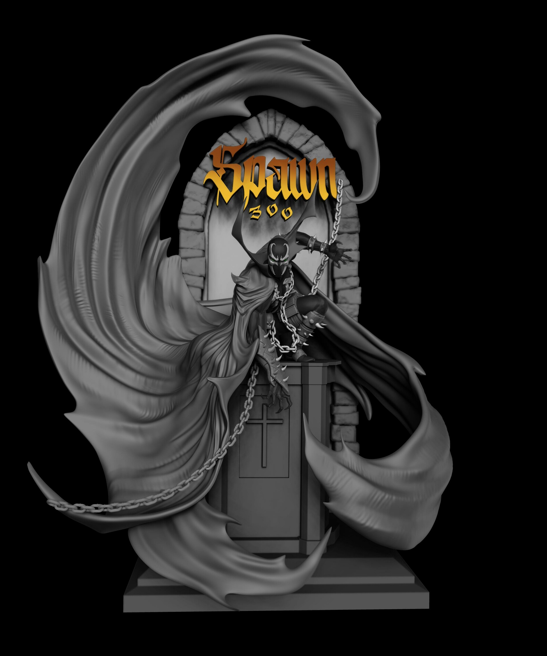 ArtStation - fan art of the cover 300 of spawn, version of J Scott Campbell