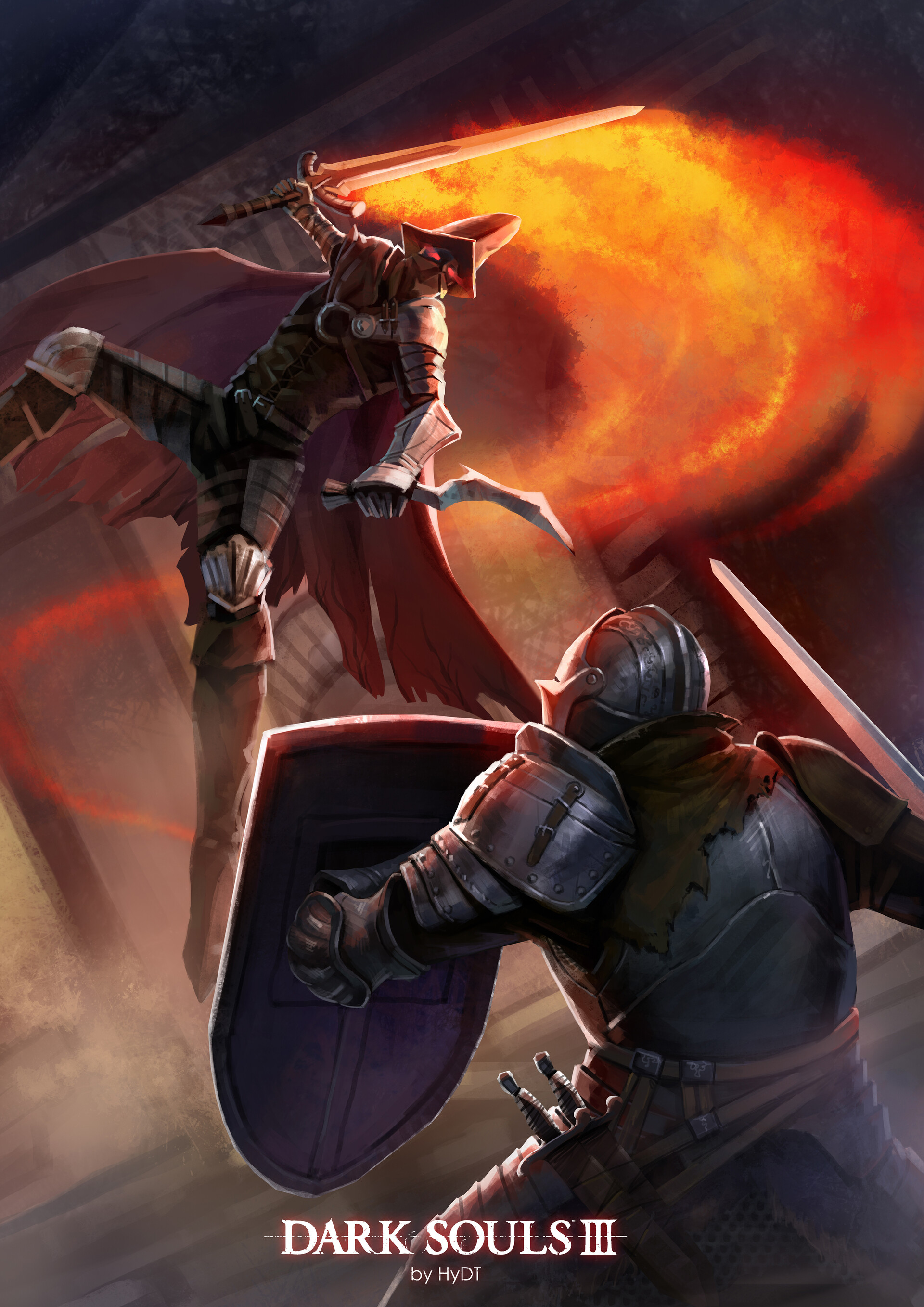 ArtStation - Ashen one Fight Abyss Watcher