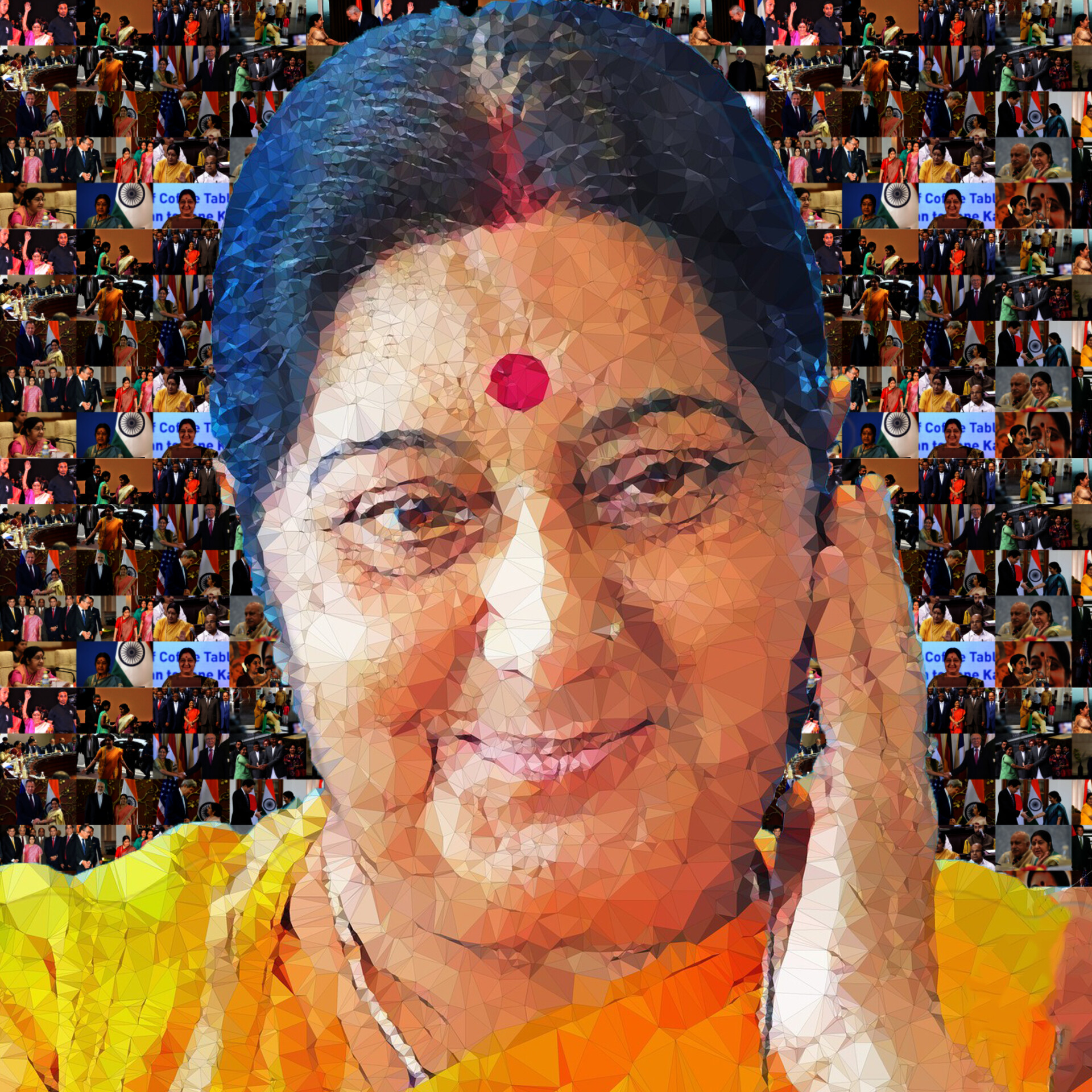 ArtStation - Sushma Swaraj PolyArt Mosaic