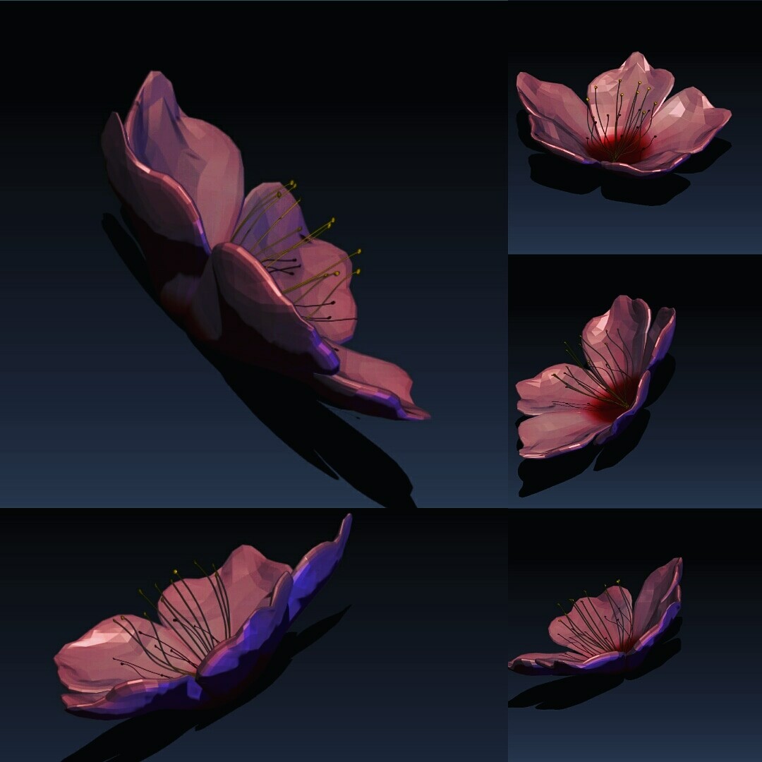 ArtStation - Flower turntablei 3D mesh with light, shadows and polipaiting.