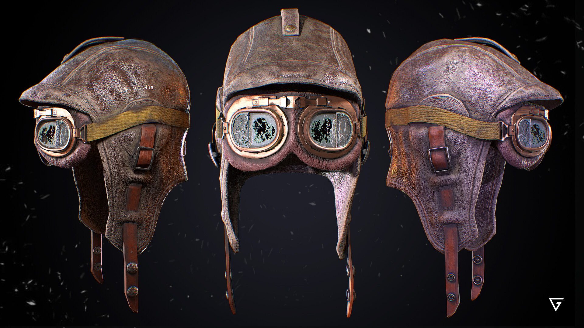 ArtStation - PBR Prop - Aviator Helmet and Goggles