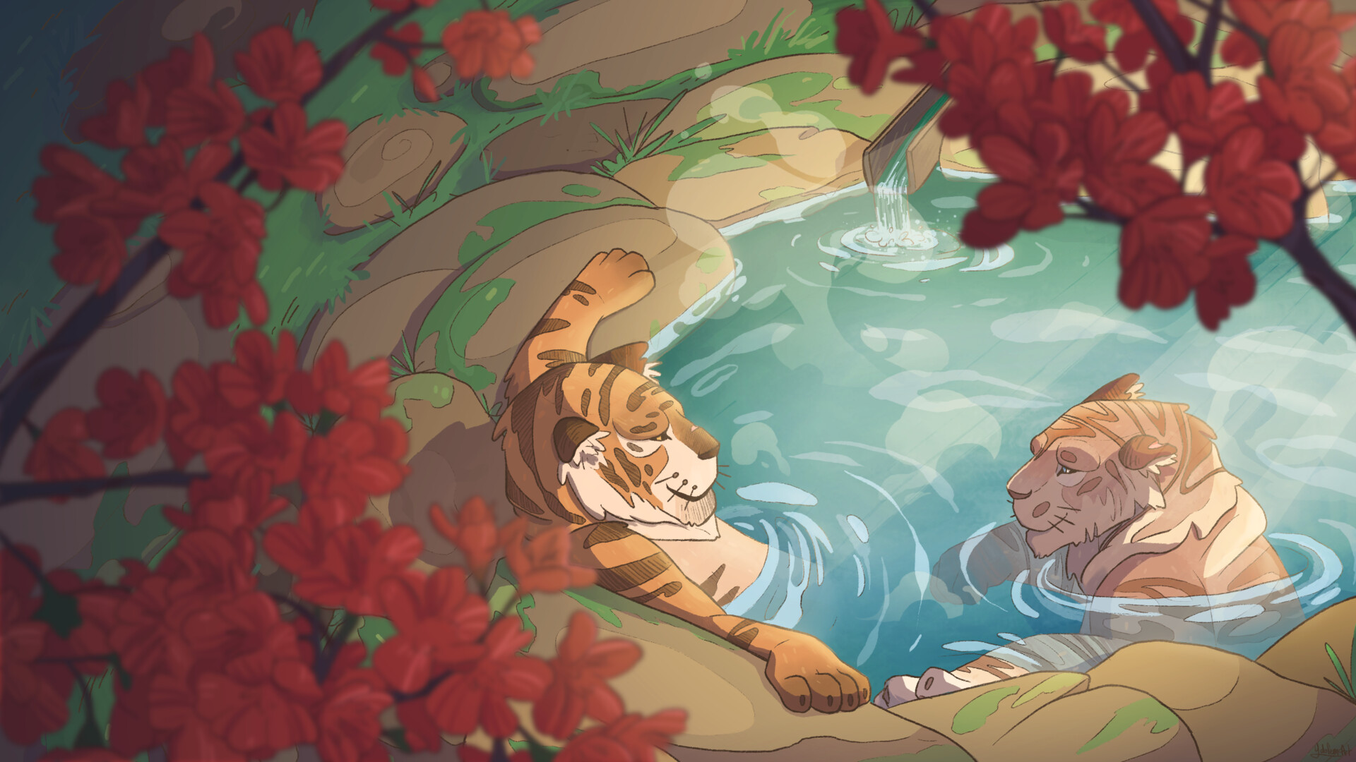 ArtStation - Tigers Bath