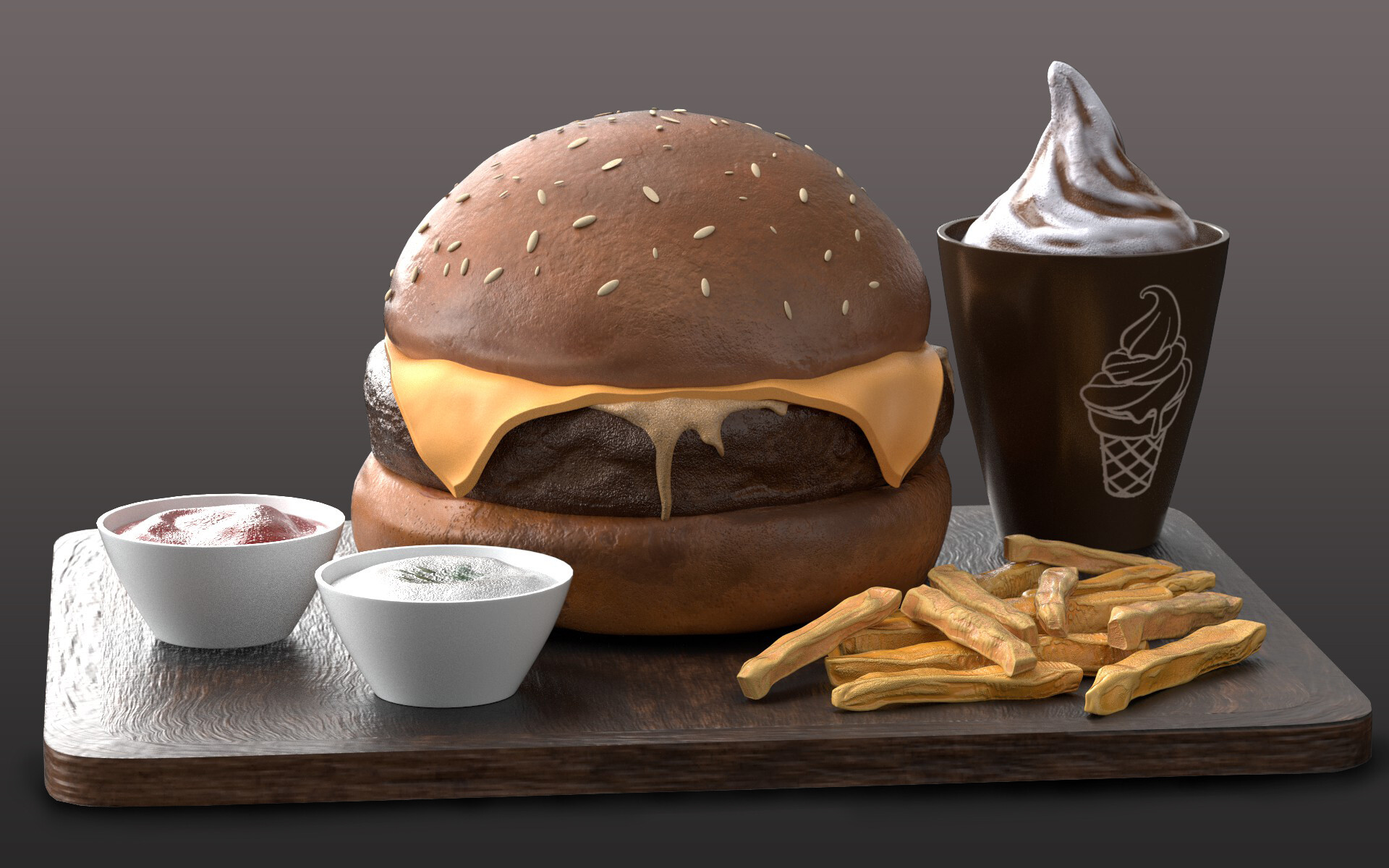 ArtStation - Burger,Fries and Sundae