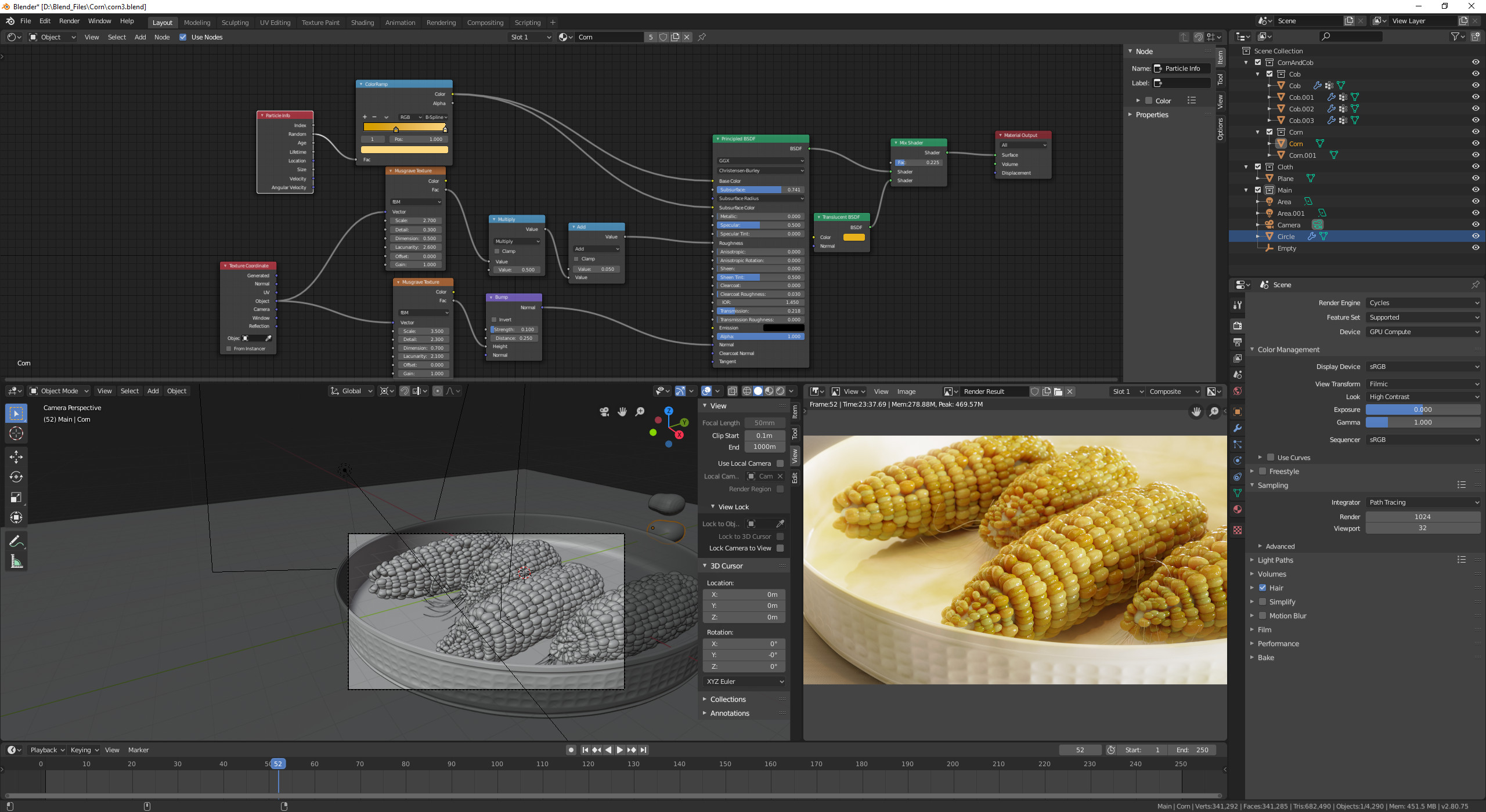 Portfolio Joakim Tornhill - Corn Cobs in Blender