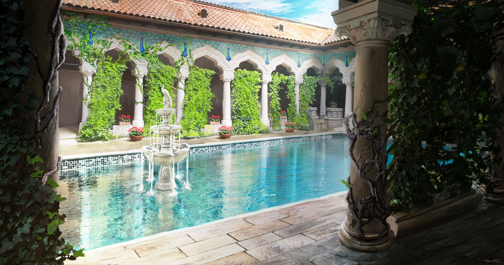 ArtStation - Mansion pool concept