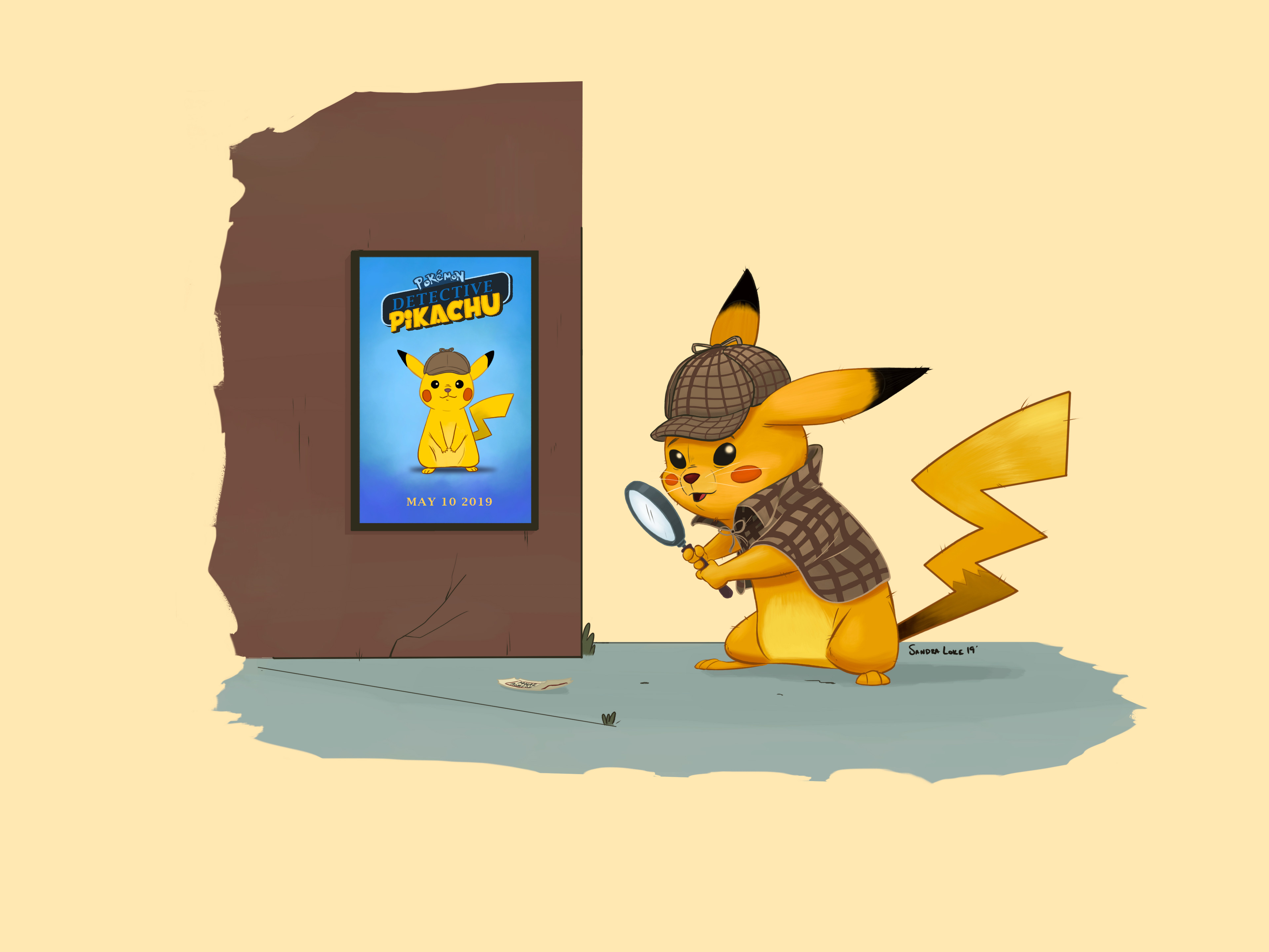 how to draw detective pikachu characters