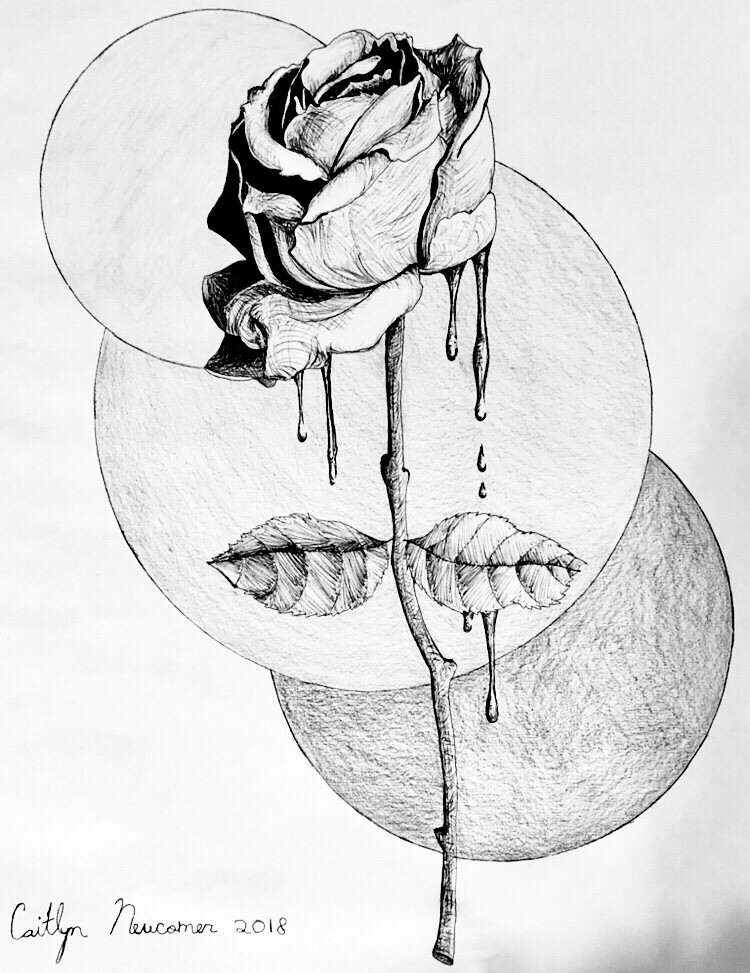 how to draw a melting rose