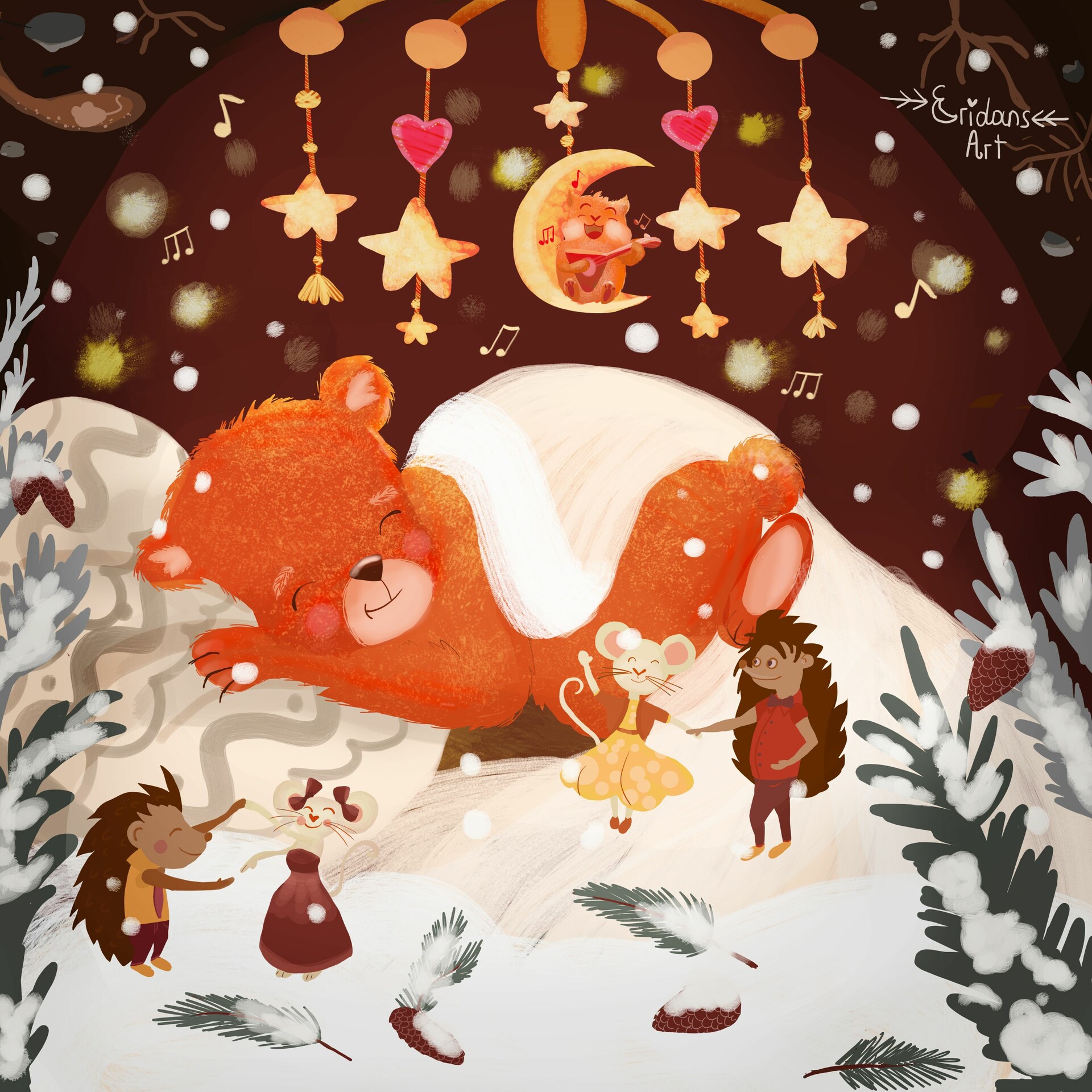 ArtStation - Magic winter night and a sleeping bear