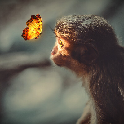 Clipart Of Butterflies And Monkeys