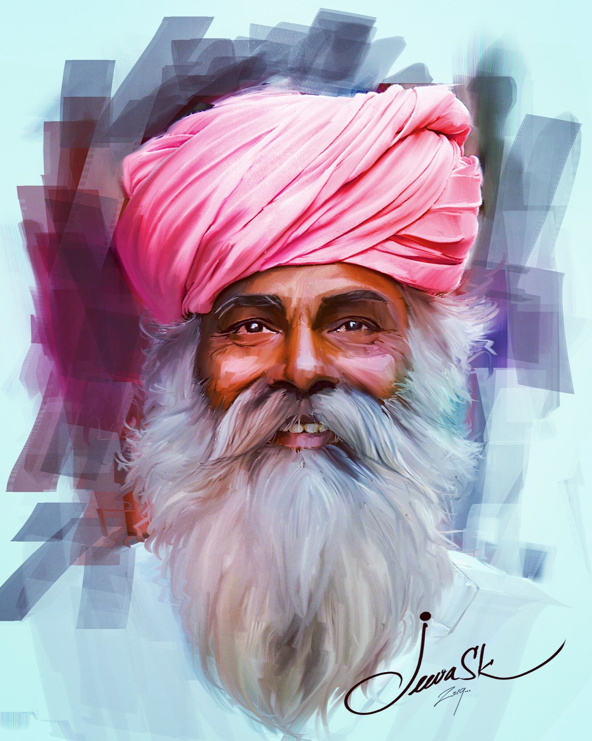 Jeeva Artist SK - Old Man Digital Painting