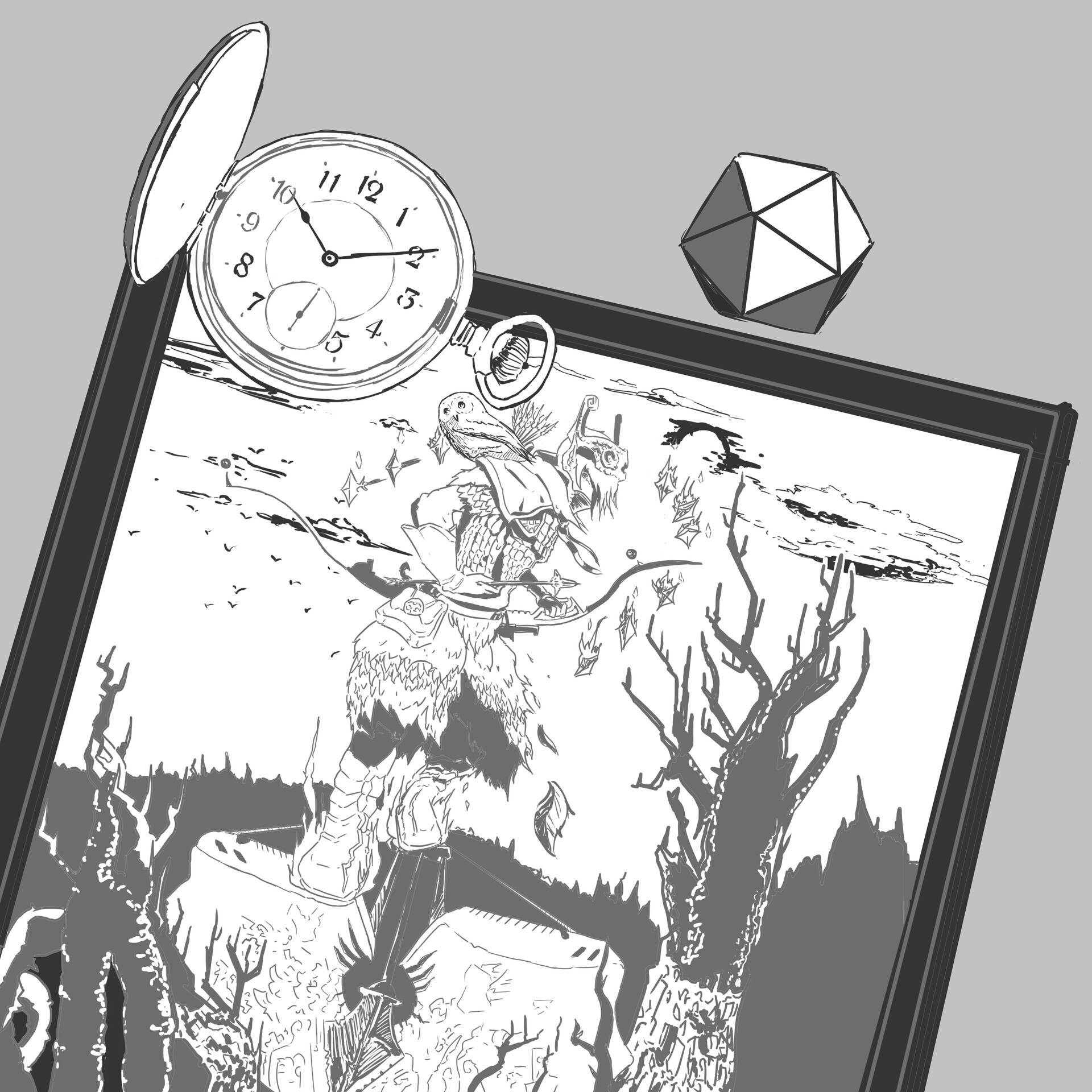 ArtStation - DnD Character grey-scale