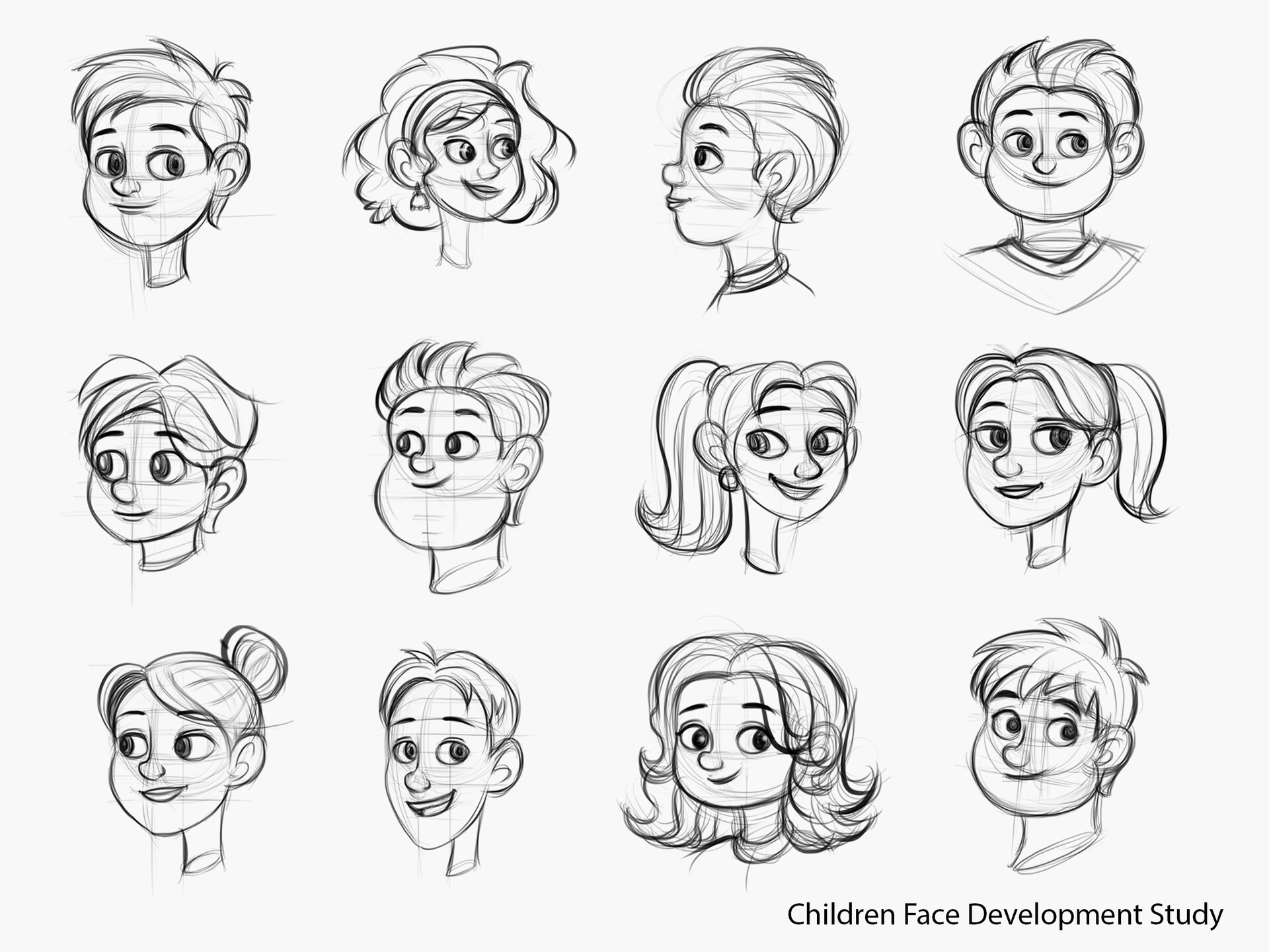 ArtStation - Children face devloping study rough sketches