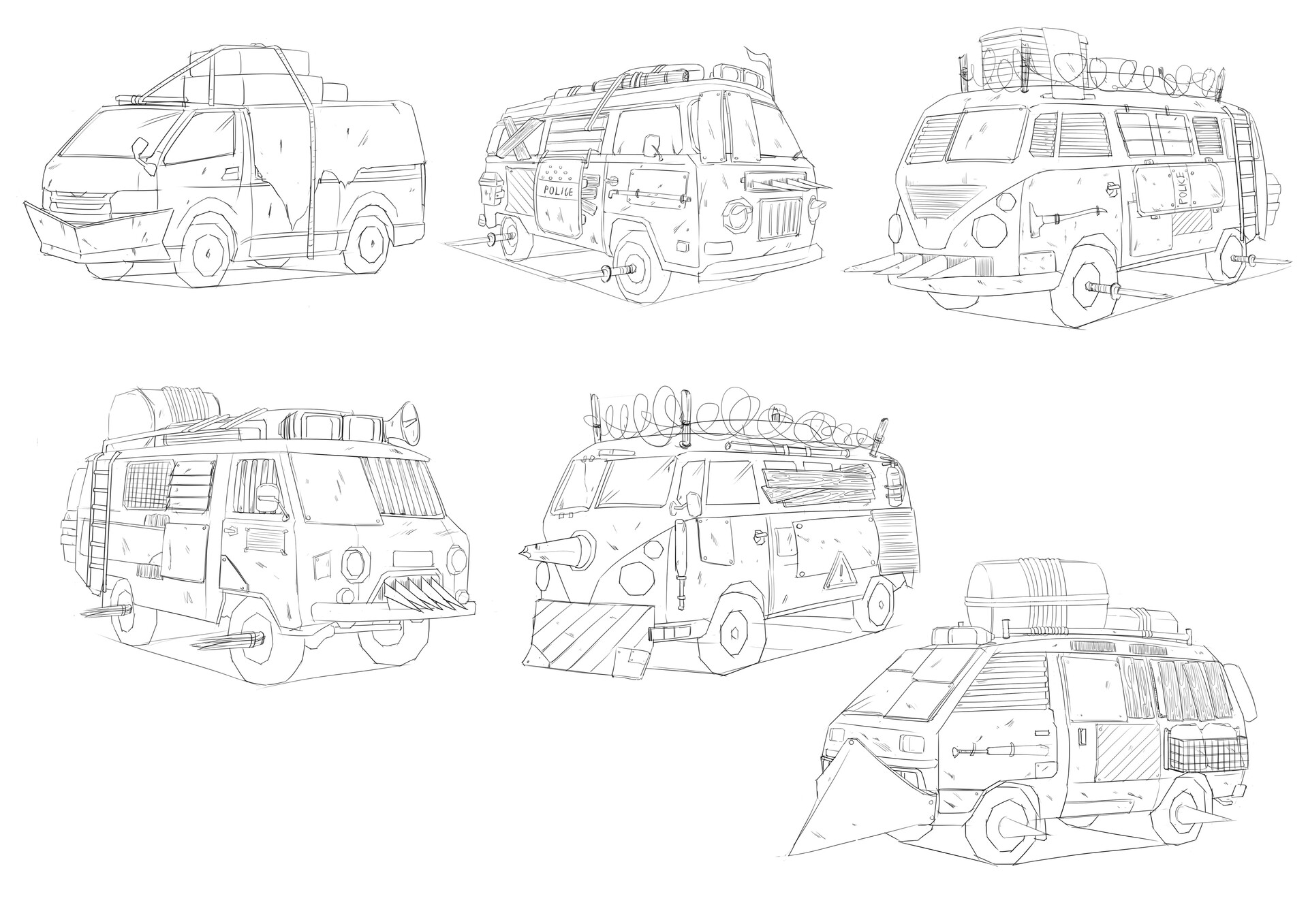 ArtStation - Some post apocalyptic vehicles sketches and final