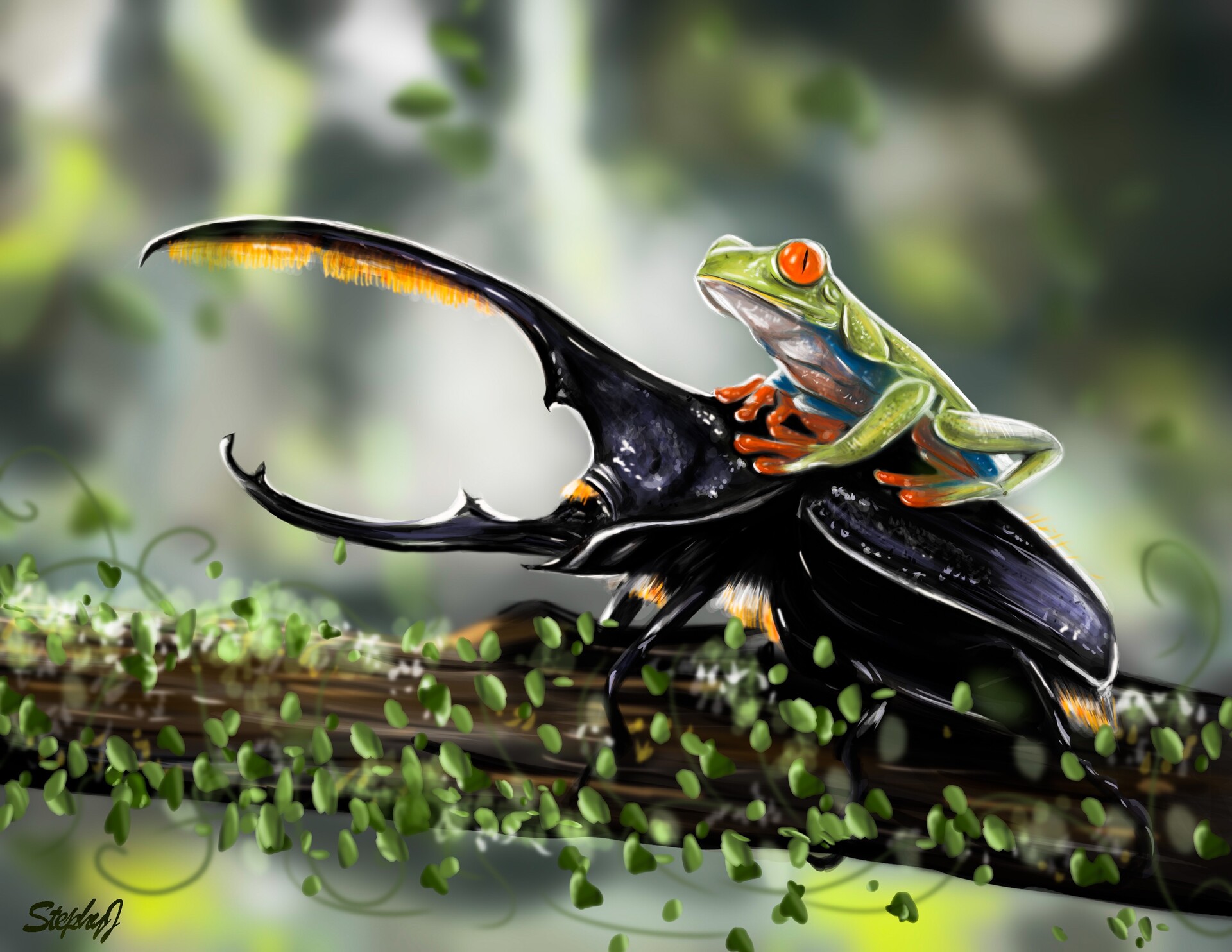 ArtStation - Rhino Beetle Tree Frog