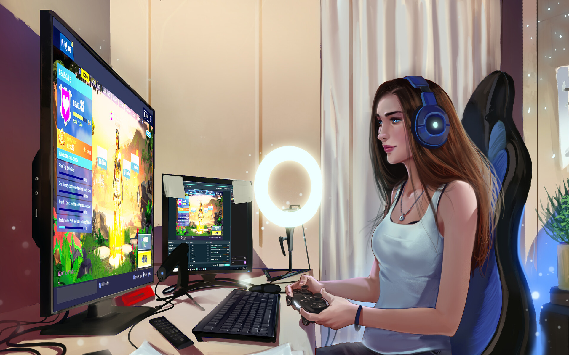 ArtStation - Commissioned art for Twitch Streamer- Nighthawk Luna