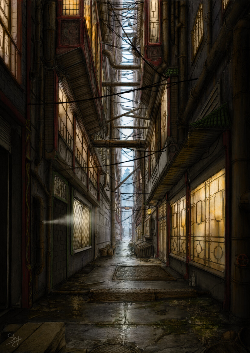 ArtStation - Asian Steampunk Alleyway