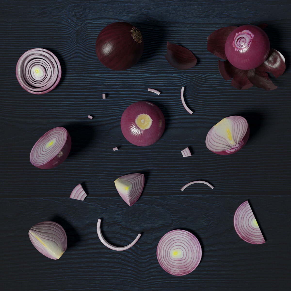 ArtStation - Red onion. Low-poly fotorealistic scene
