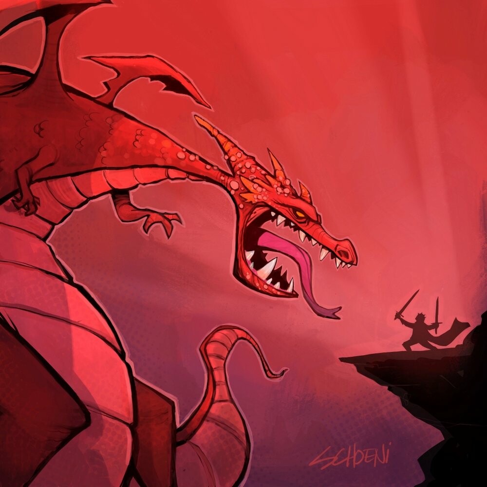 ArtStation - Red Dragon Battle