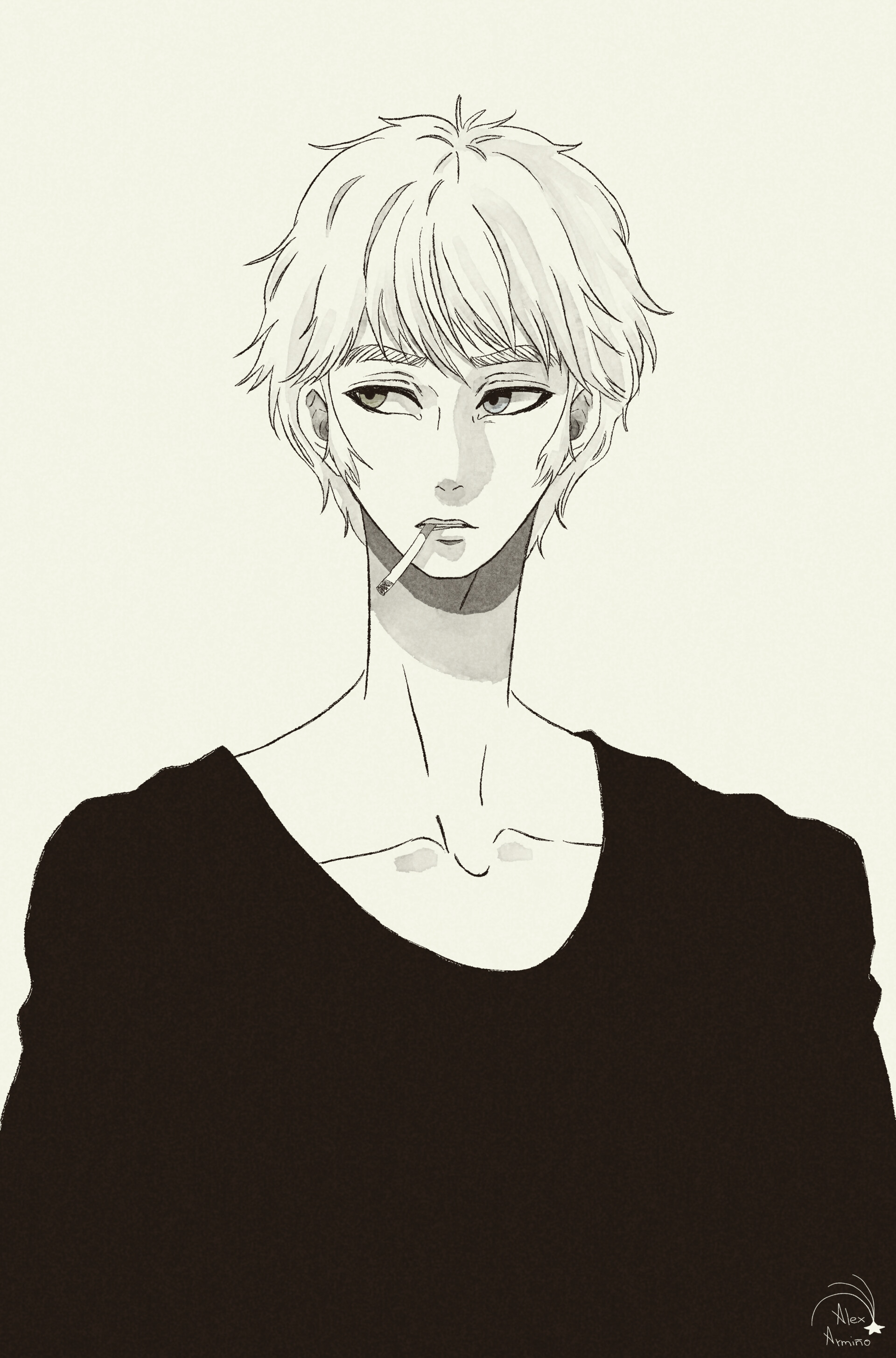 Anime Evil Boy Sketch