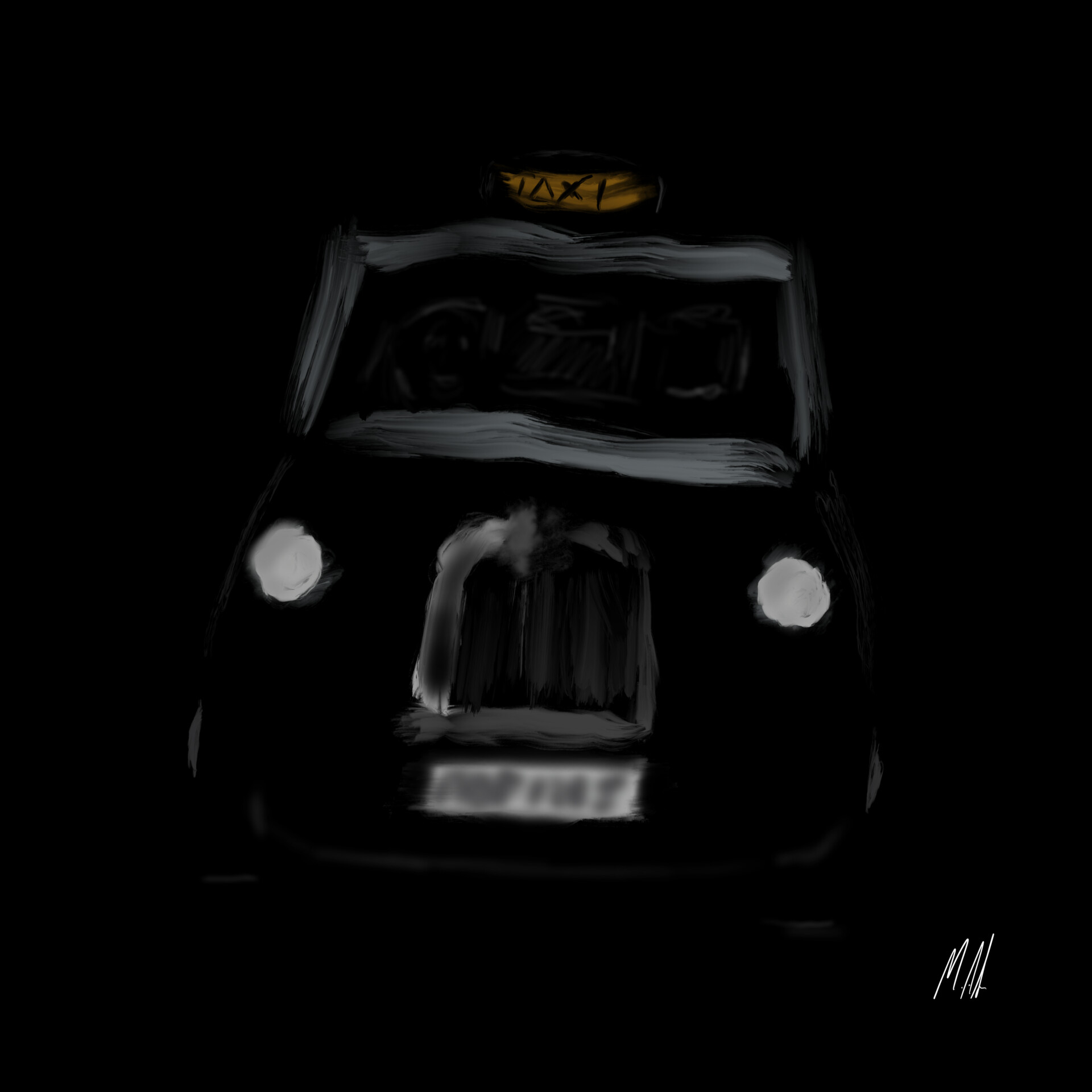 ArtStation - Black Cab at Night