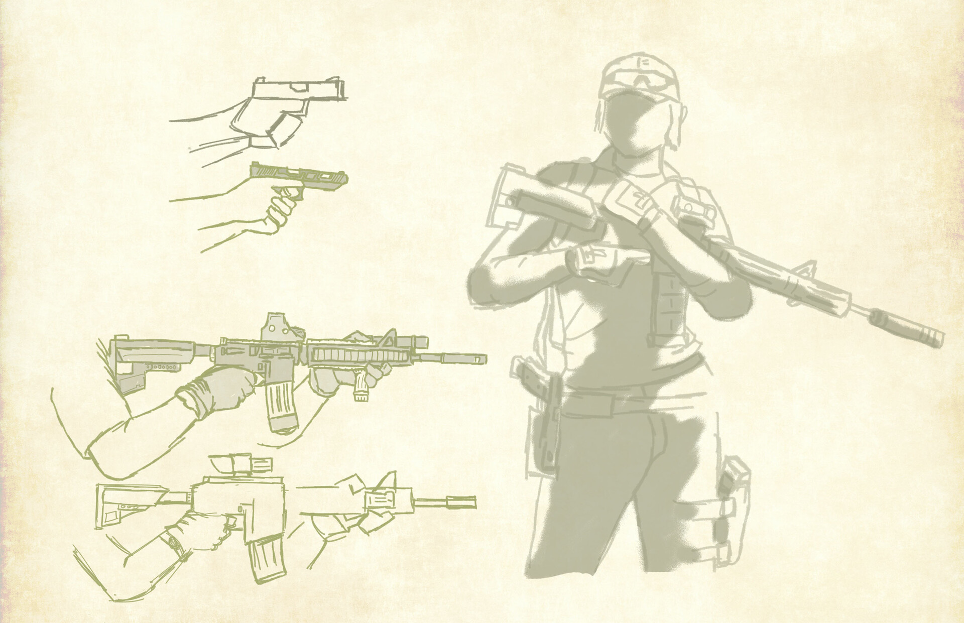 how to draw a war gun
