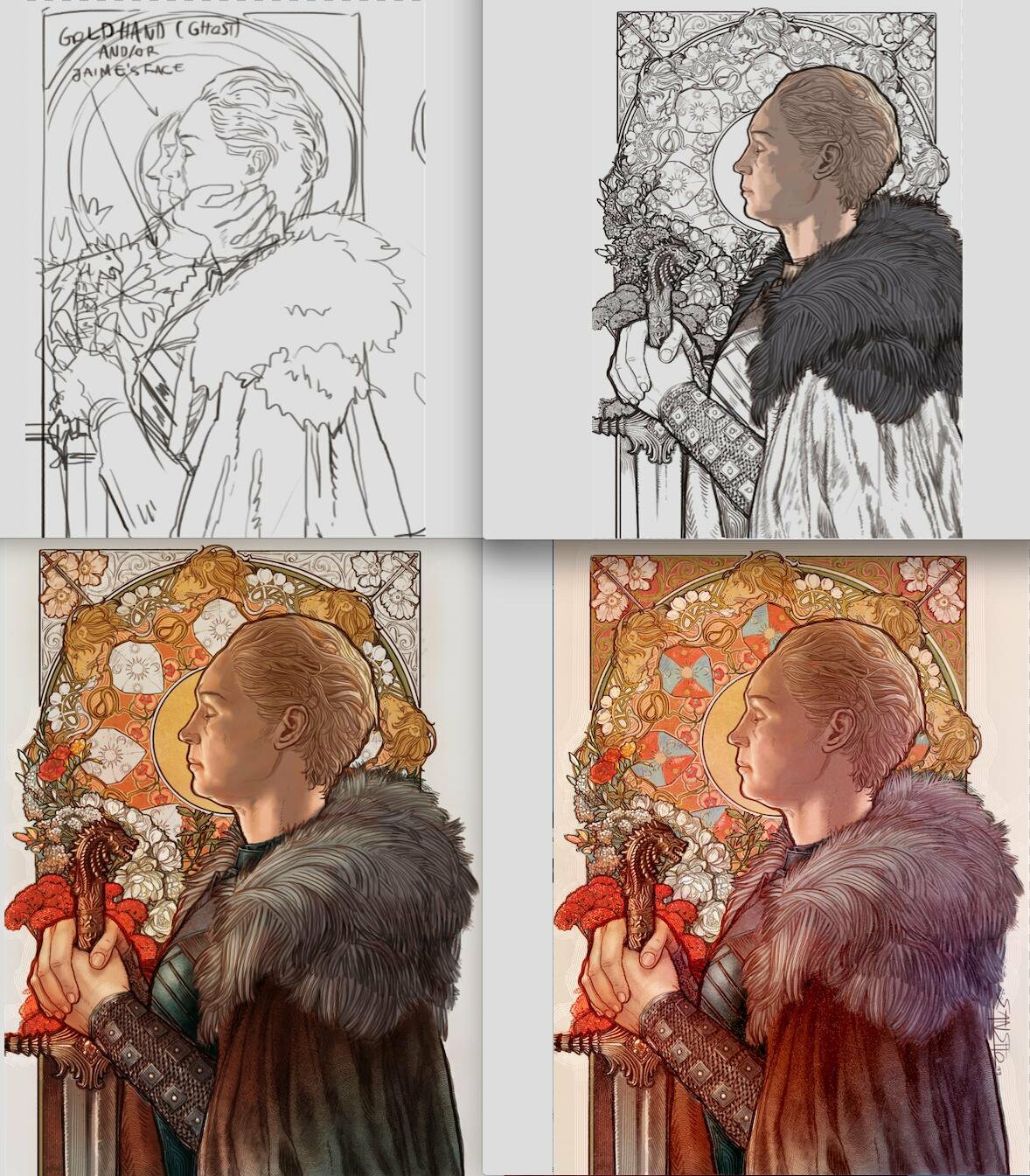 Mona Fuchs - Brienne Jaime Art Prints + progress shots