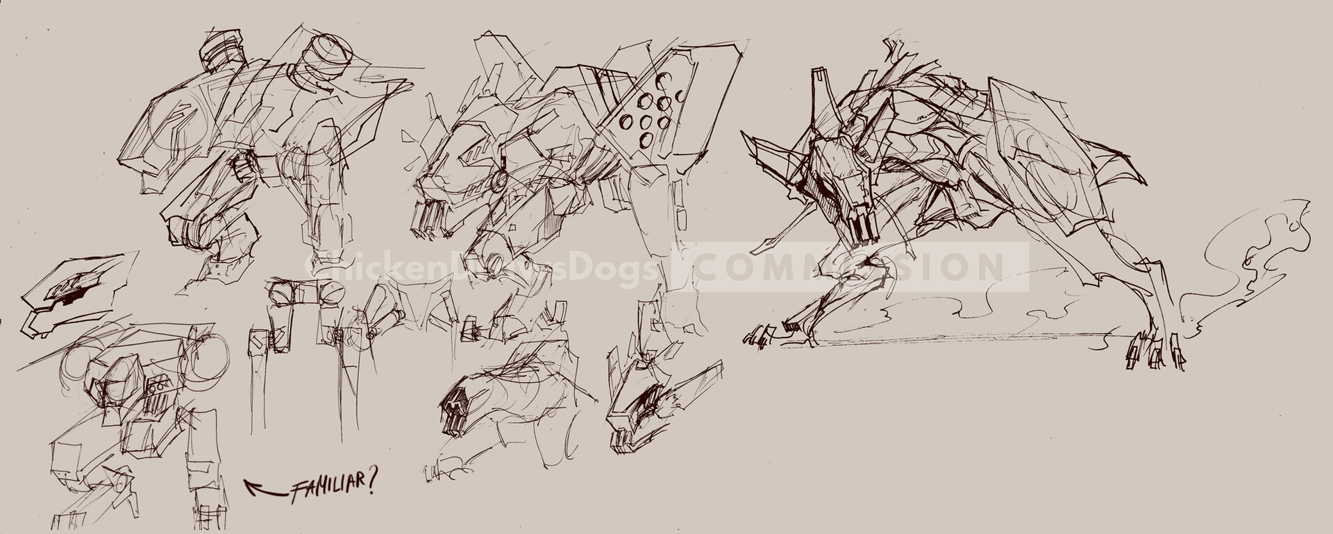 Chicken Draws Dogs - Chicken Walkers COMMISSION