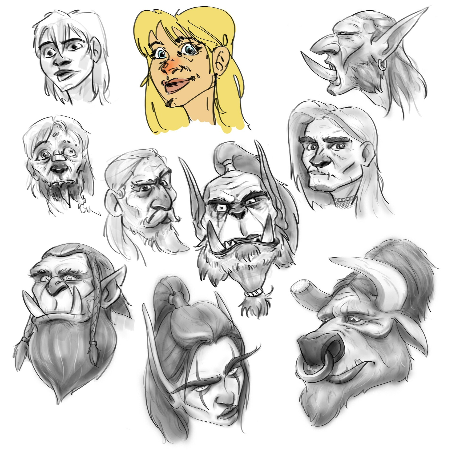 ArtStation - Just fantasy head sketches.