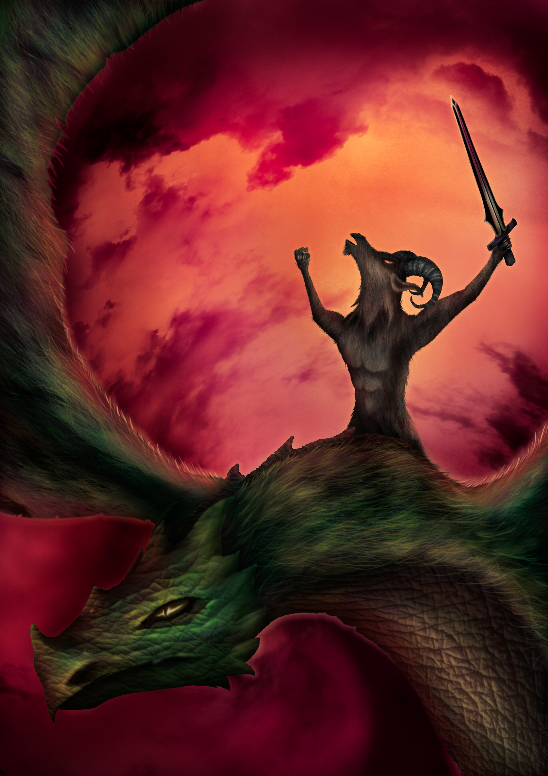 ArtStation - Cabalgando sobre la Tormenta Roja