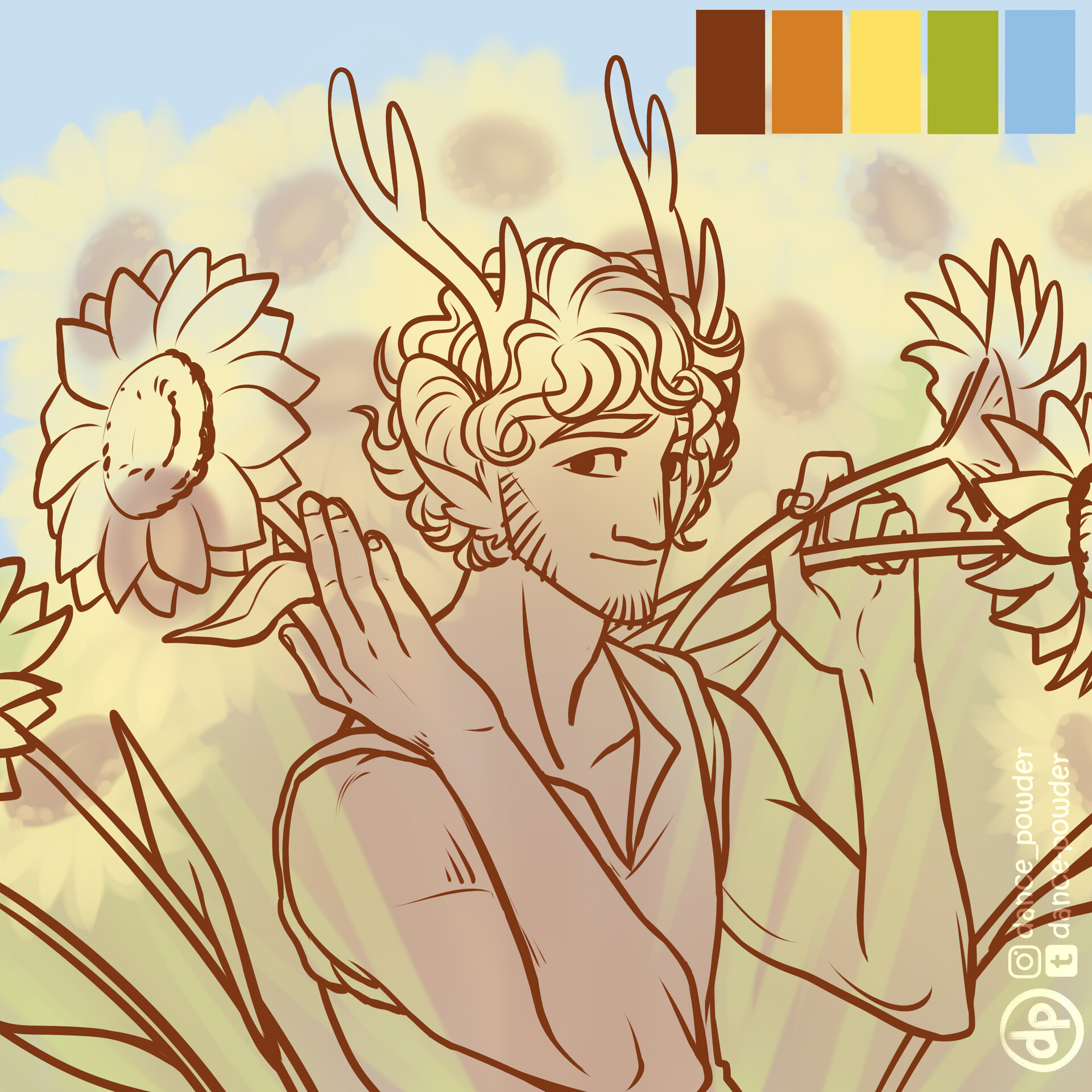 Dance Powder - 5 colours with Flowers - Day 1 Sunflower