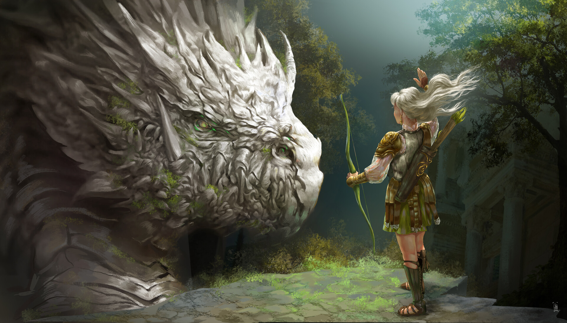 ArtStation - Dragon and wild archer