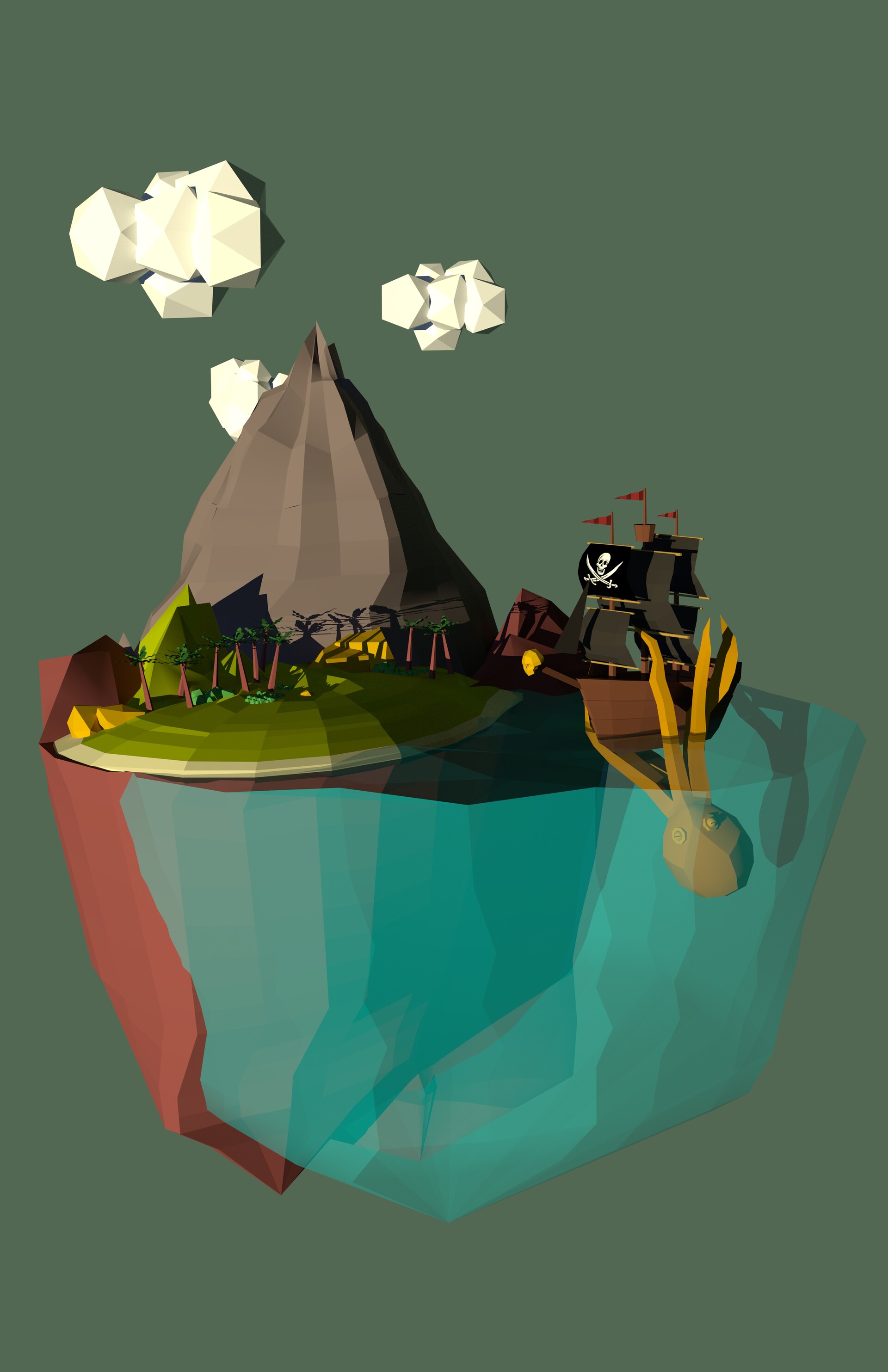 ArtStation - Pirate Themed Low Poly 3D Project