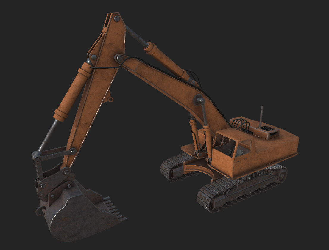 ArtStation - Old rusty game-ready excavator