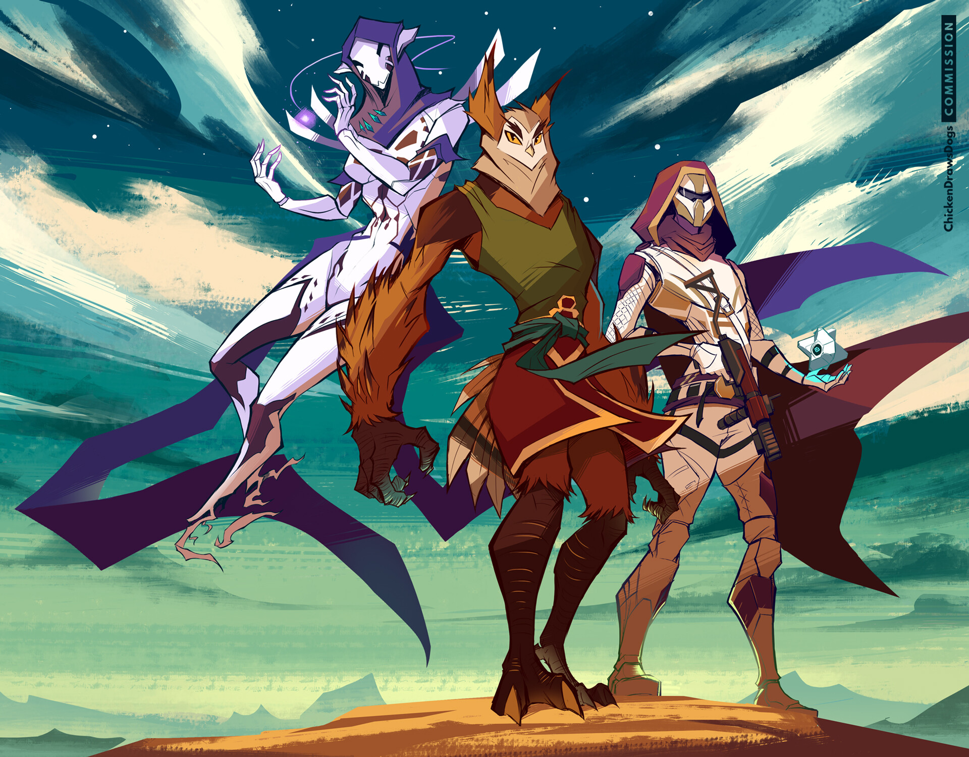 Chicken Draws Dogs - WARFRAME / DESTINY - The Owls