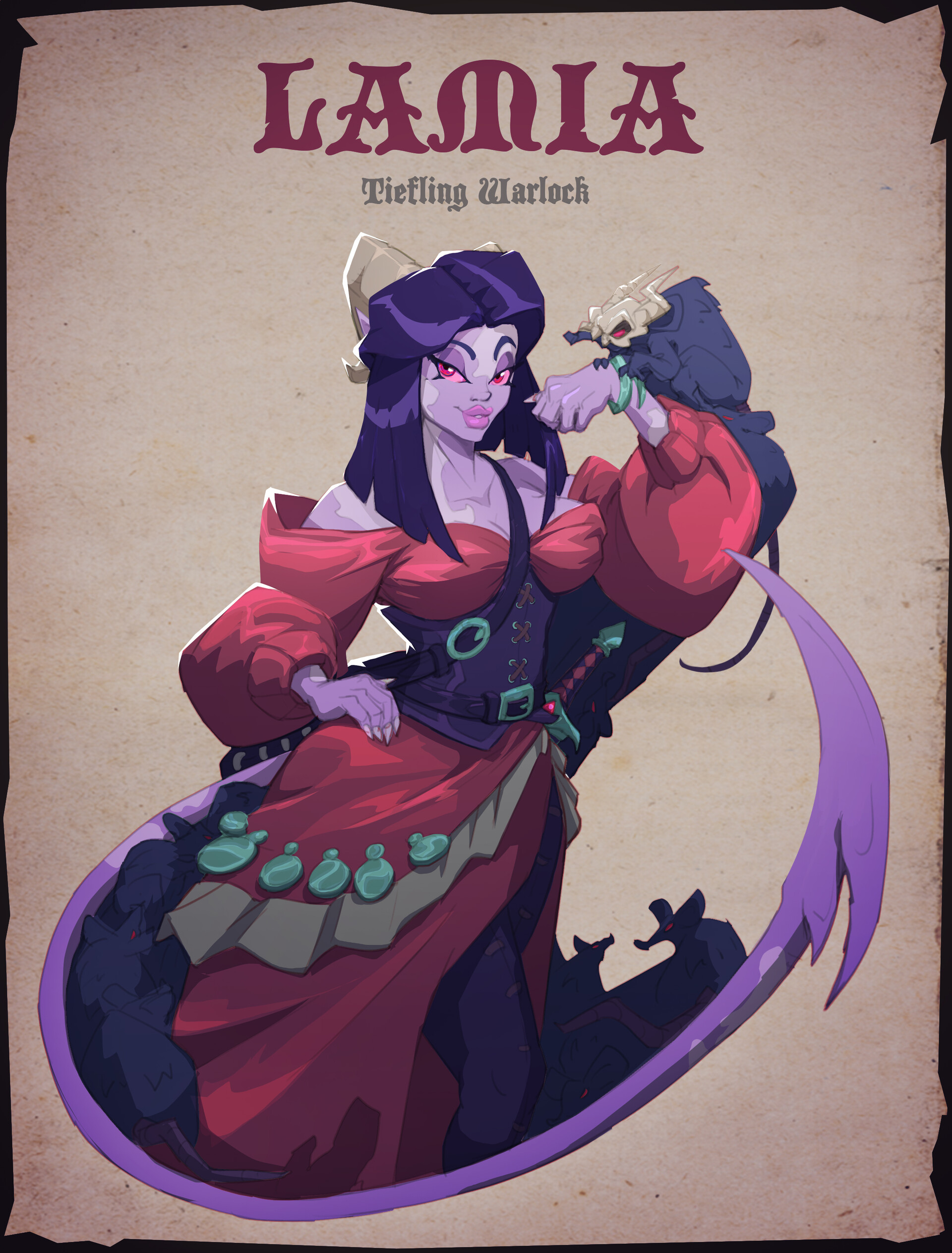 ArtStation - Lamia, the Tiefling Warlock