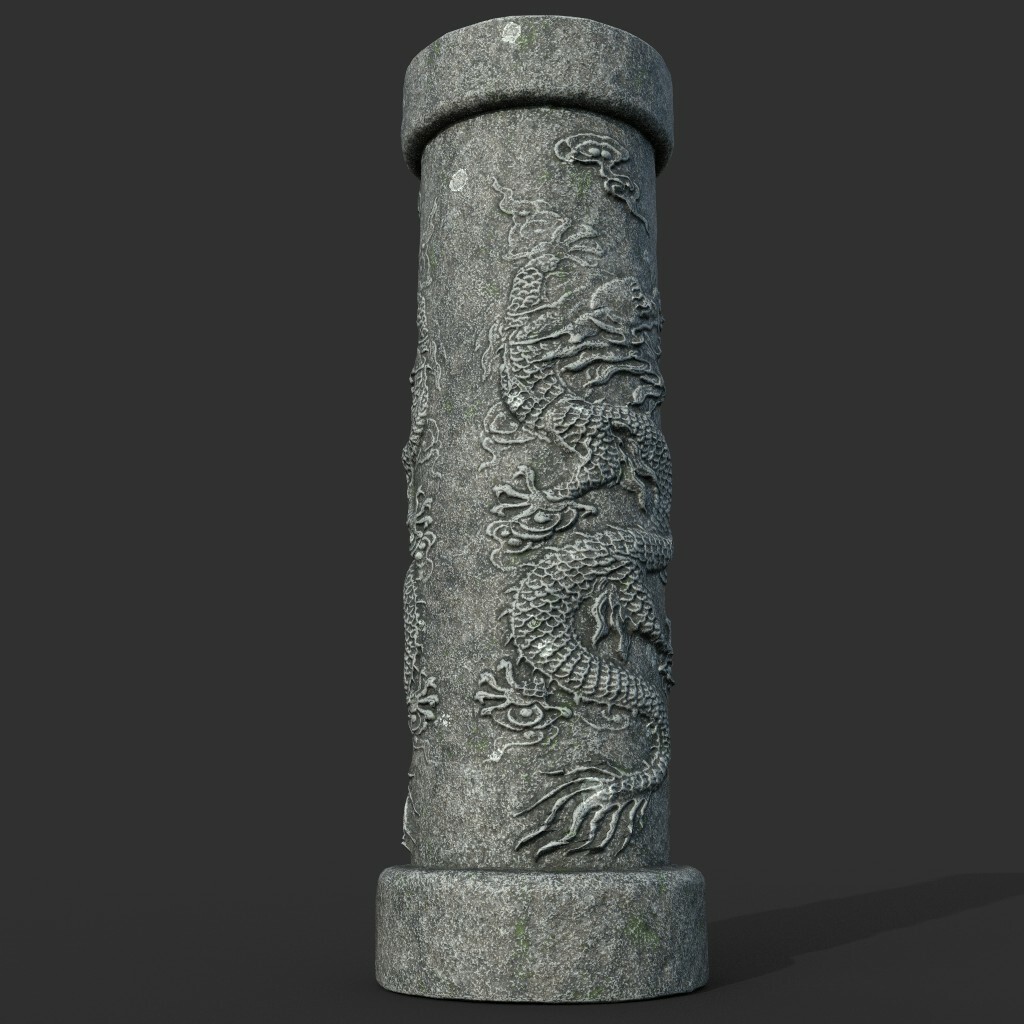 3D Models by 3D Landscape - Low poly Ancient Dragon Temple Element Pack 01