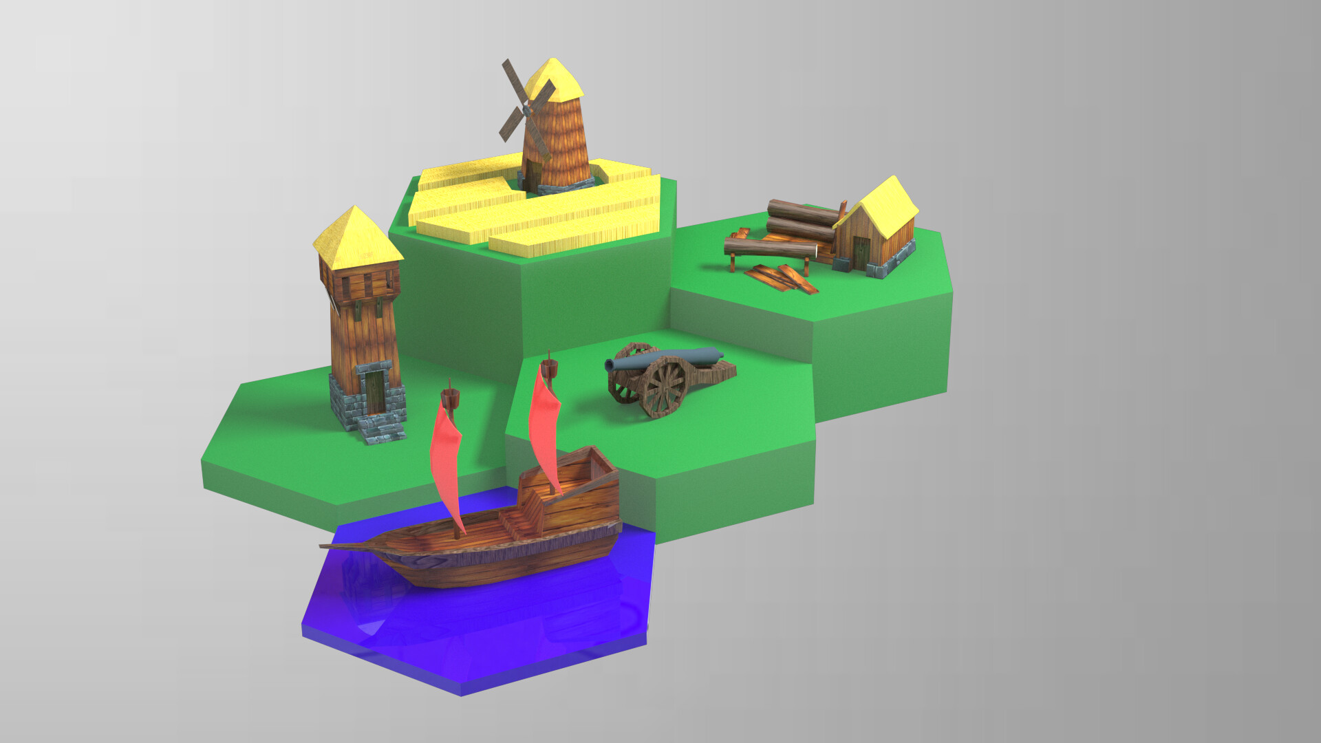 ArtStation - Game Assets for "Fortress Defender"