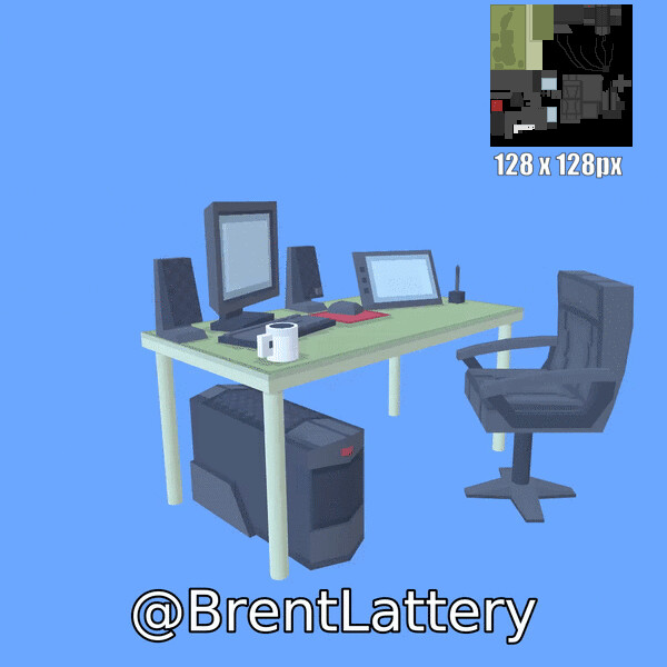 ArtStation - Computer Desk - 3D Pixel Art