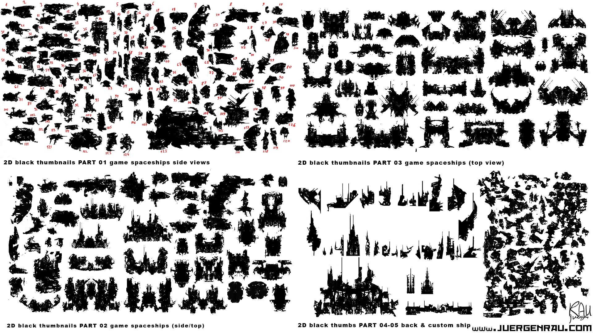 ArtStation - 0108.2019.03.27.01. 2D game spaceship thumbs.