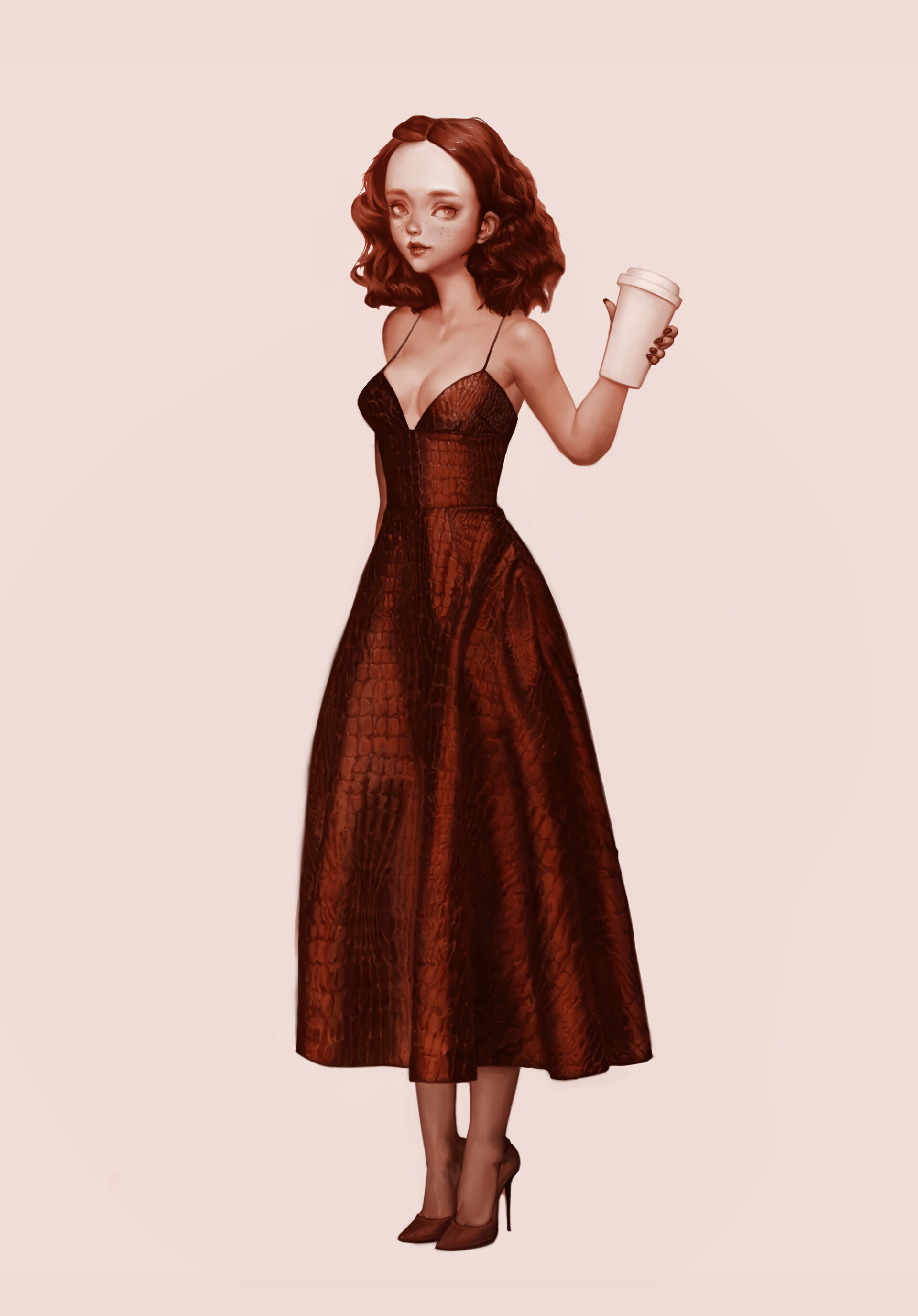 ArtStation - Girl in leather dress