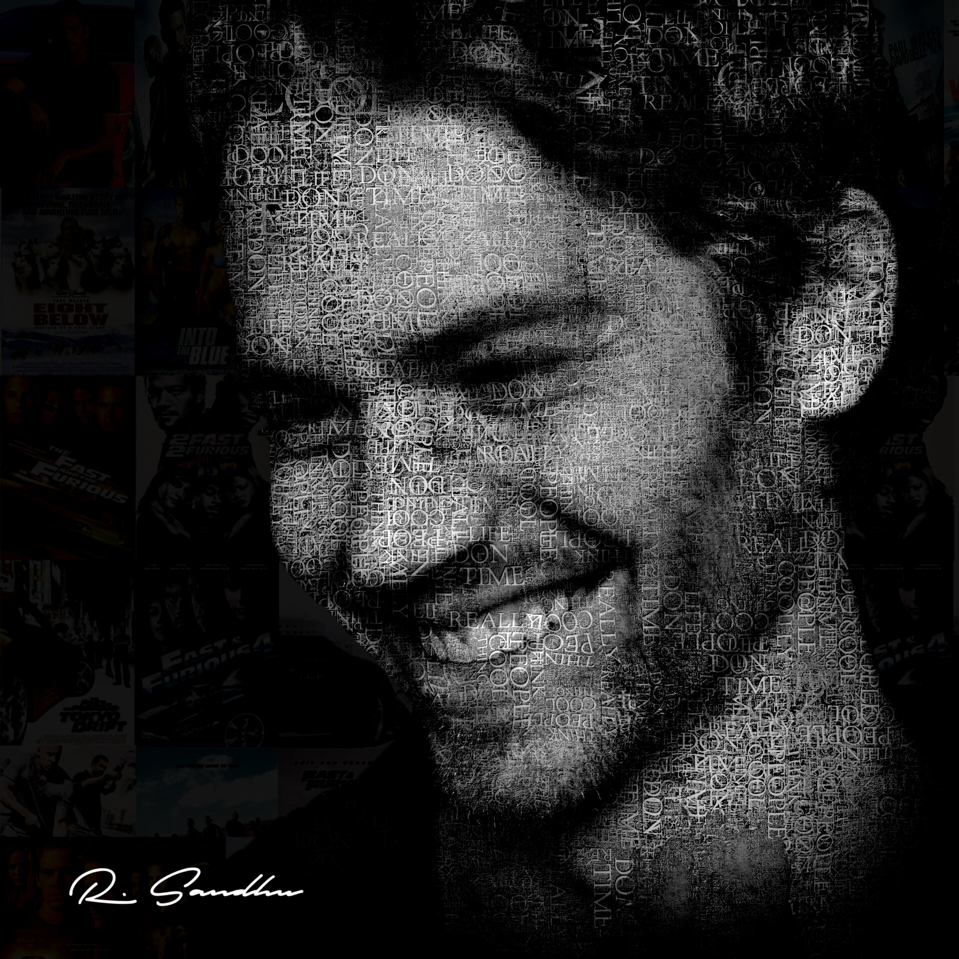 Paul Walker Black And White Fast And Furious