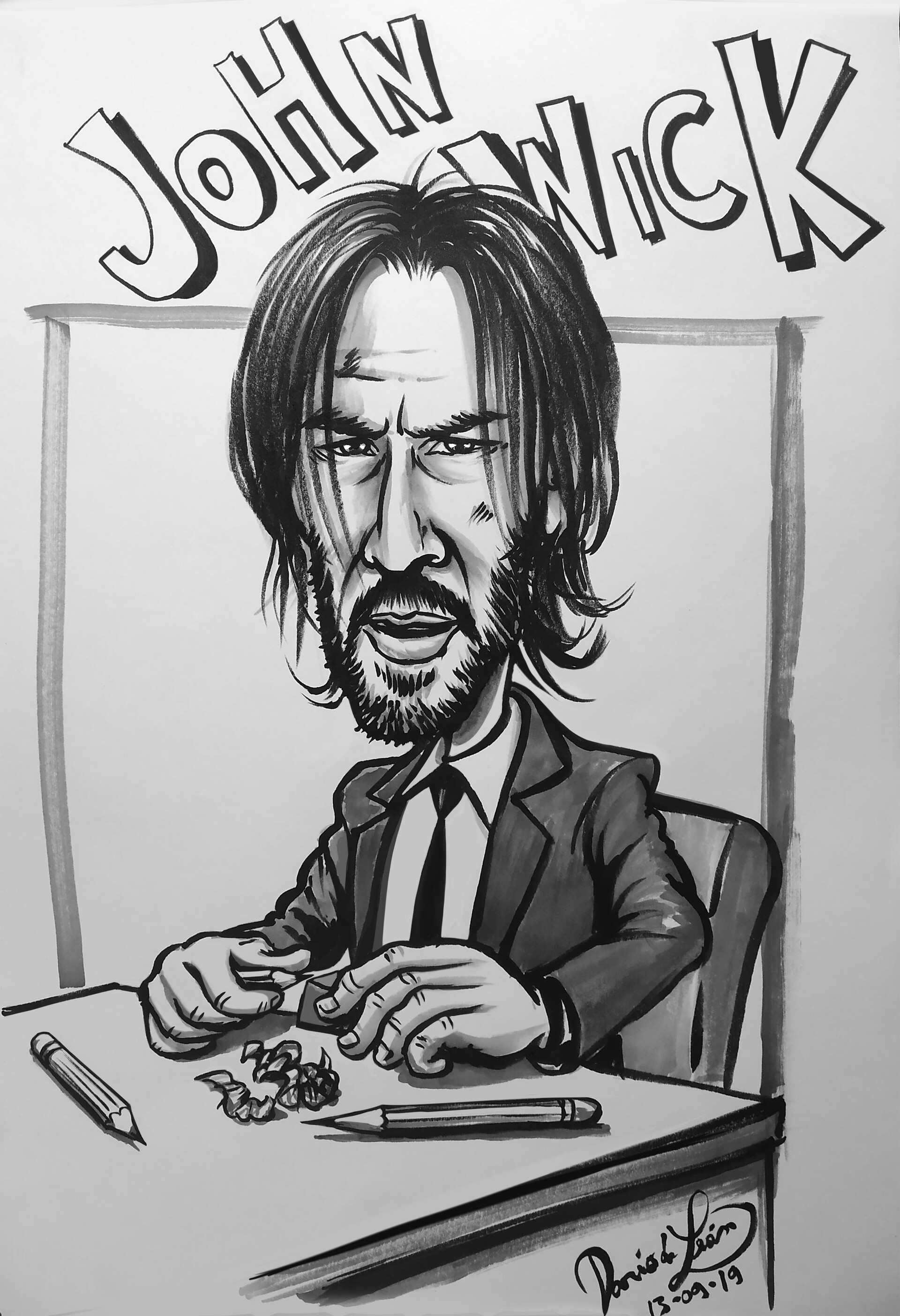 how to draw john wick