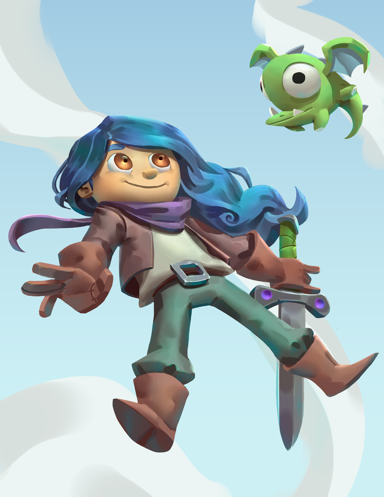 ArtStation - Adventurer and her pet Dragon