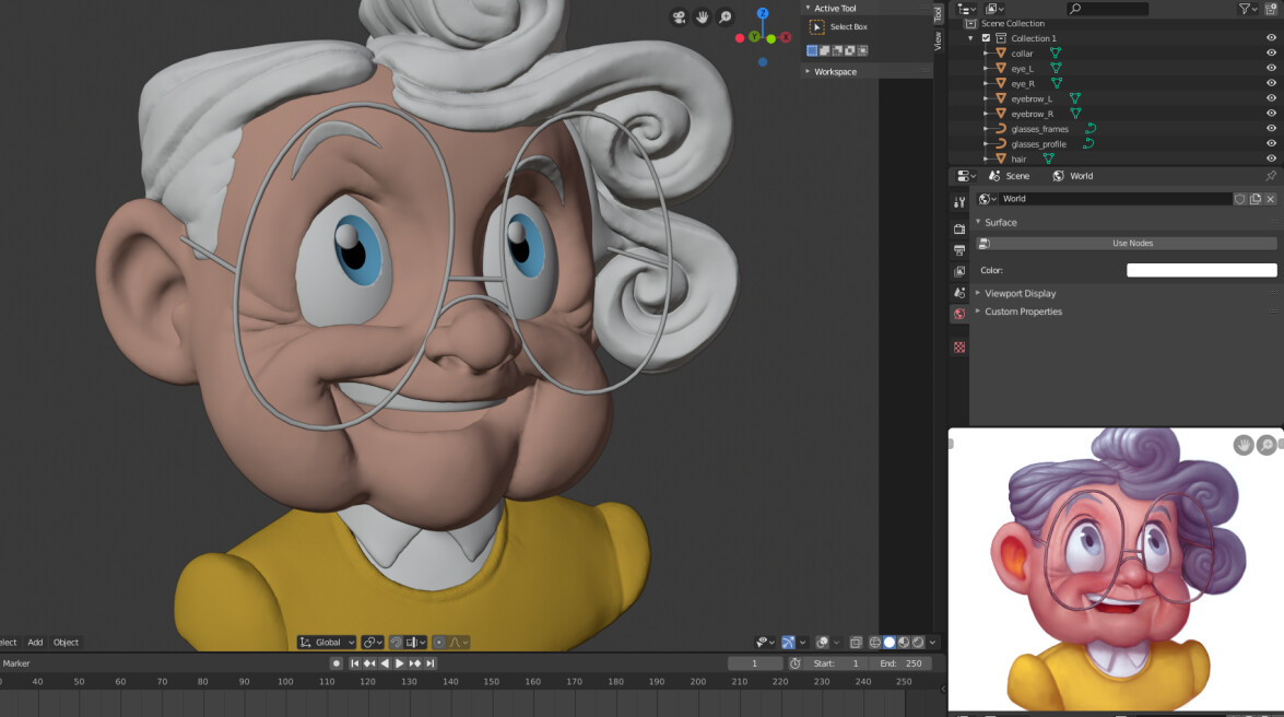 ArtStation - Old Stylized Lady Sculpture